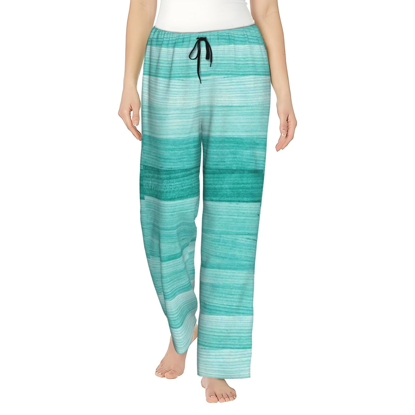 Wukai Teal Turquoise Women Pajama Pants Comfy Stretch Drawstring ...