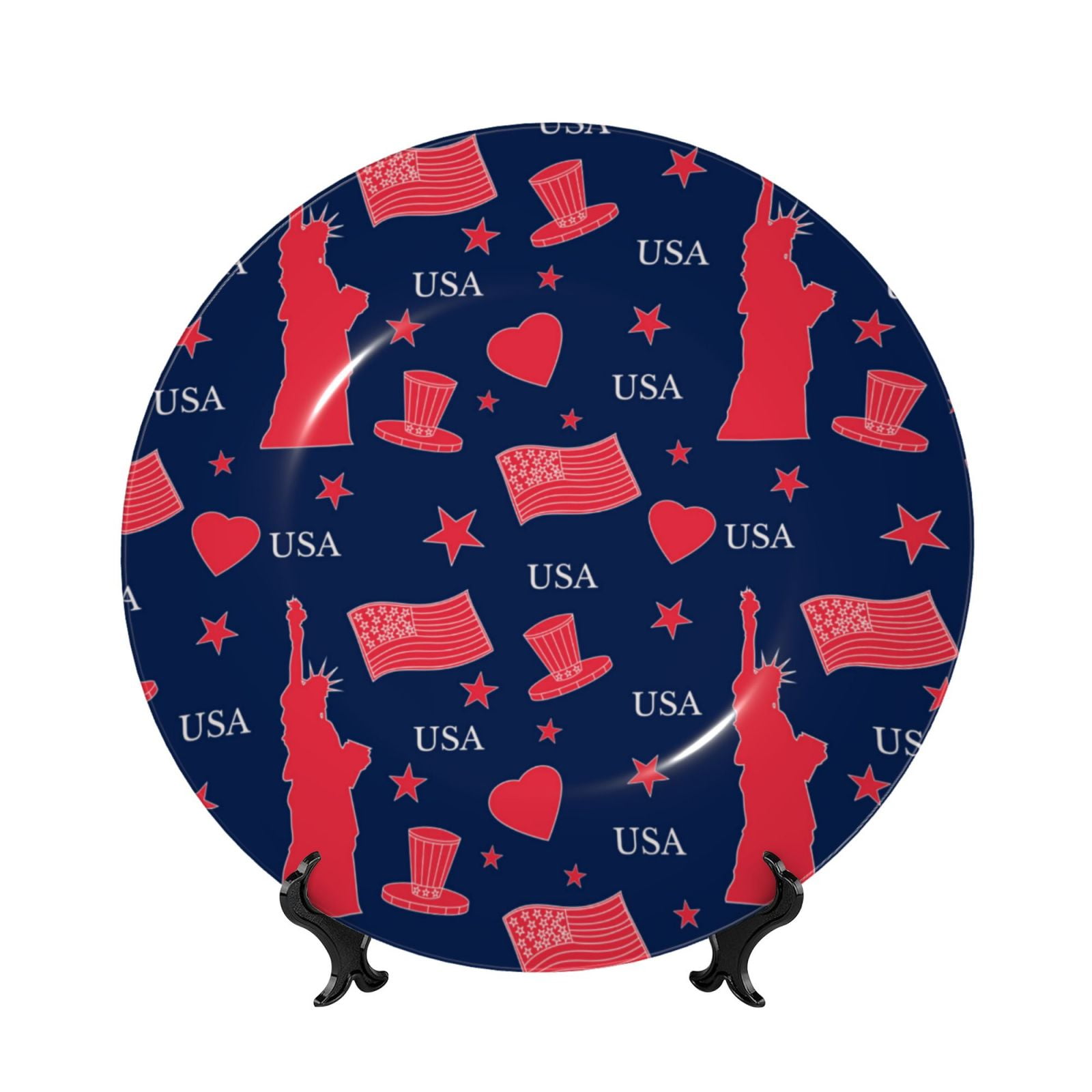 Wukai The Statue Of Liberty Print Decorative Plate for Display,Bone ...
