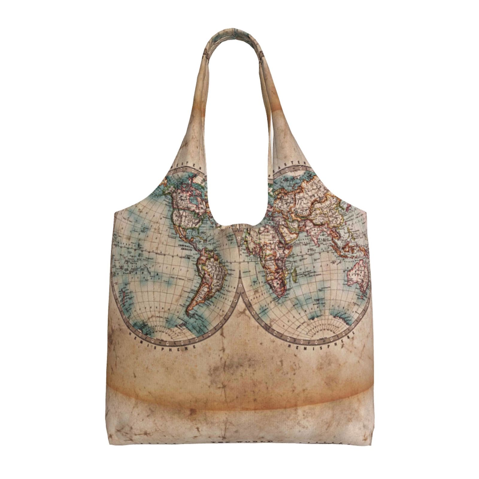 Wukai The World is Hemisphere Sturdy and Stylish Reusable Canvas Tote ...