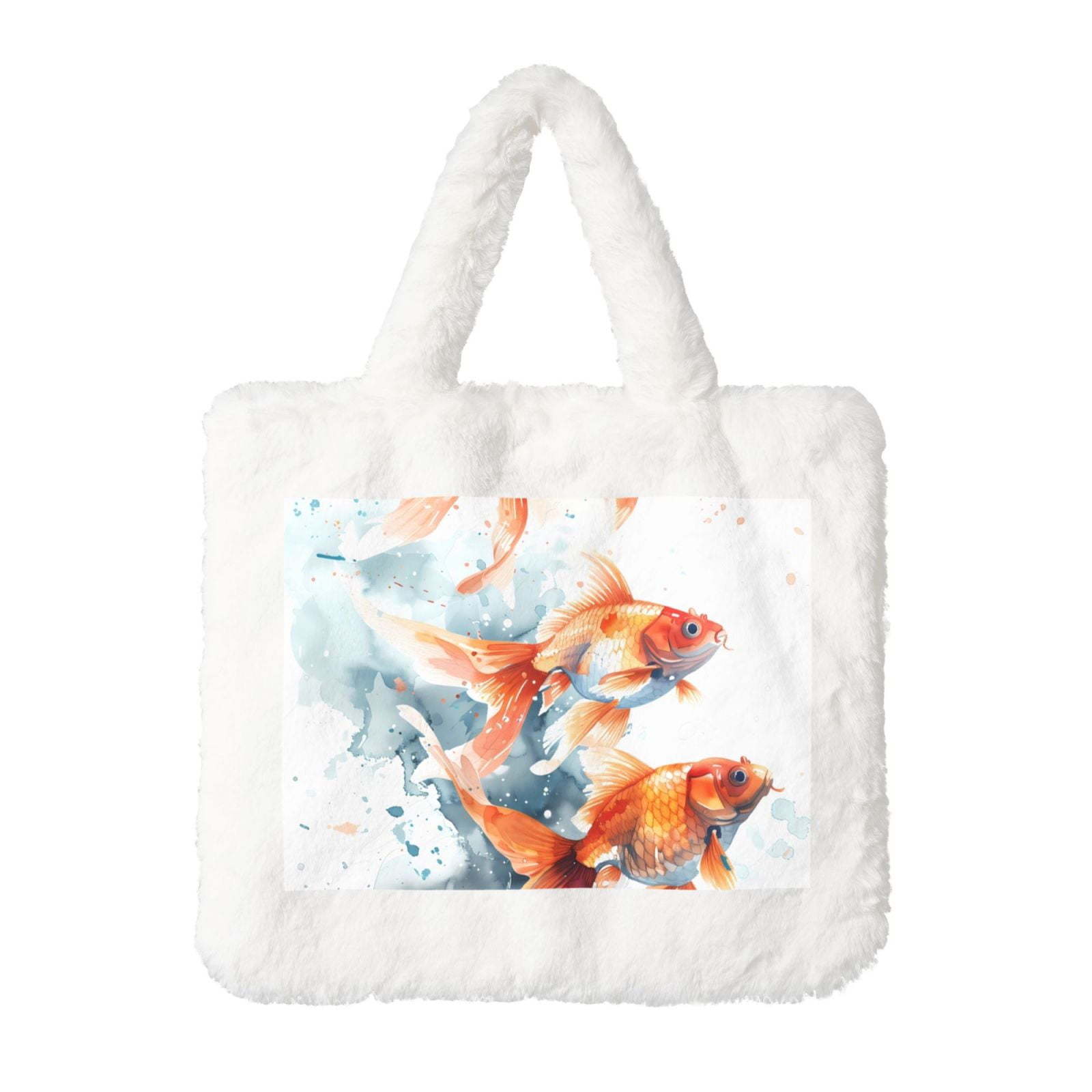 Wukai Three Goldfish Watercolor Splash Print Plush Underarm Bag, Ladies ...
