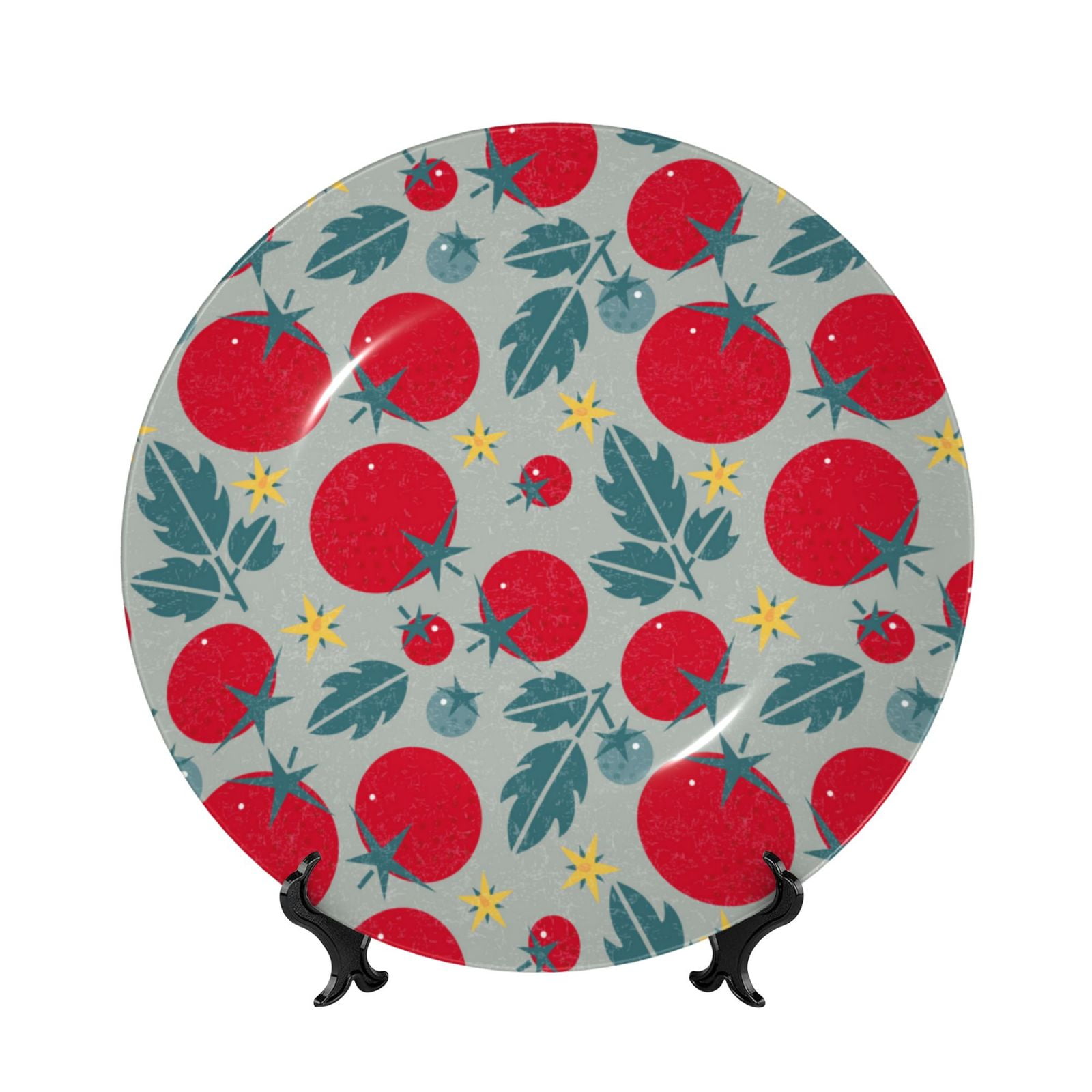Wukai Tomato Print Decorative Plate for Display,Bone China Decorative ...