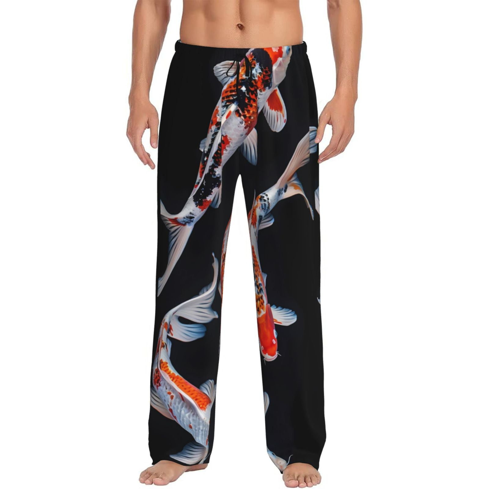Wukai Tricolor Koi Fish Trio Mens PJ Pajama Pants|Sleepwear Plaid PJs ...
