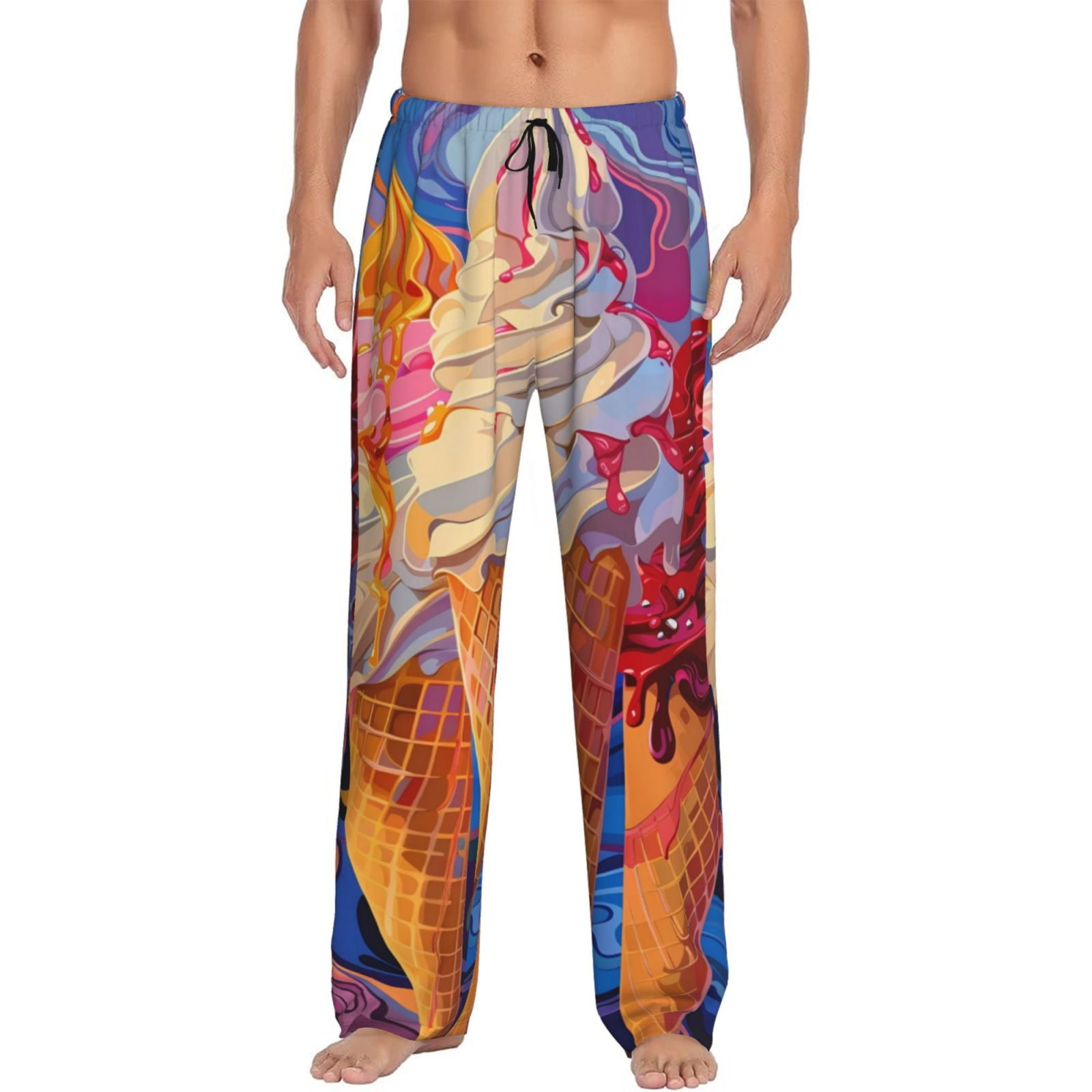 Wukai Trio Of Dripping Cones Mens PJ Pajama Pants|Sleepwear Plaid PJs ...