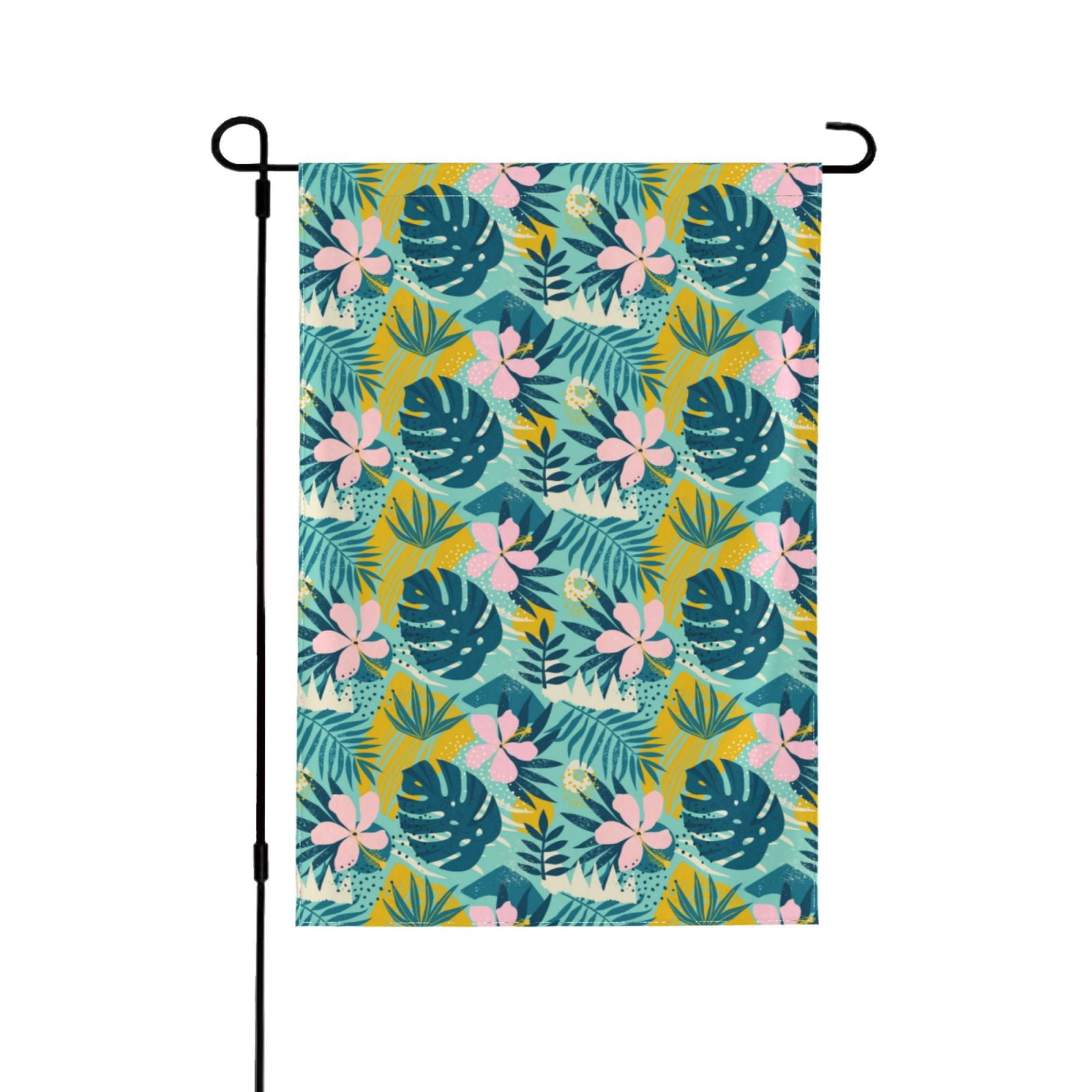 Wukai Tropical Floral Garden Flags Double Sided Welcome Garden Yard ...