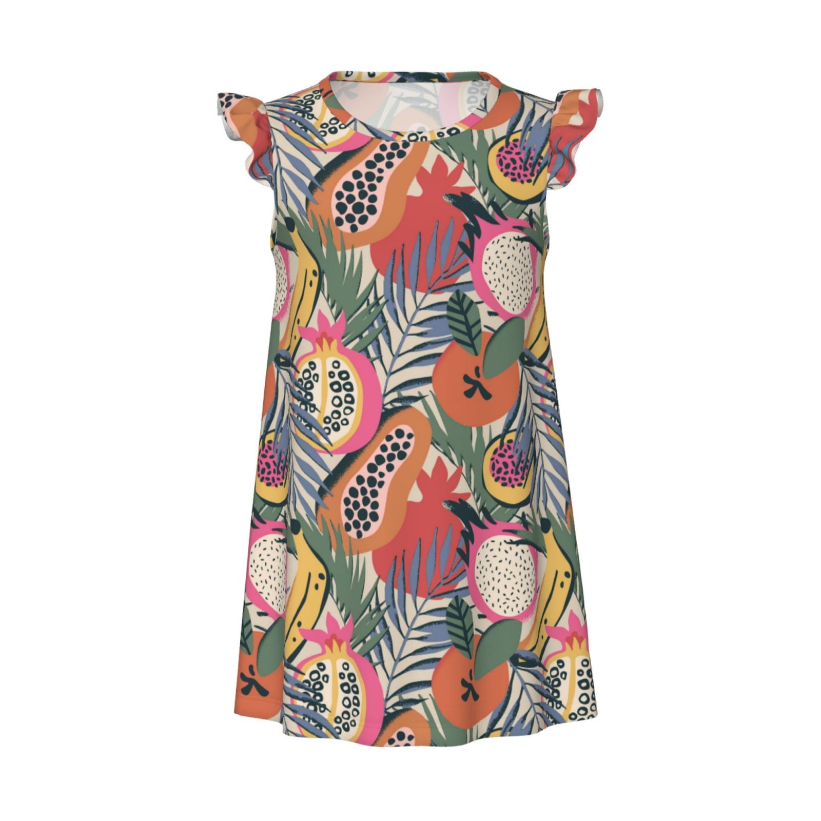 Wukai Tropical Fruit Print Girls Nightgowns Pajamas Dress Soft And Cute