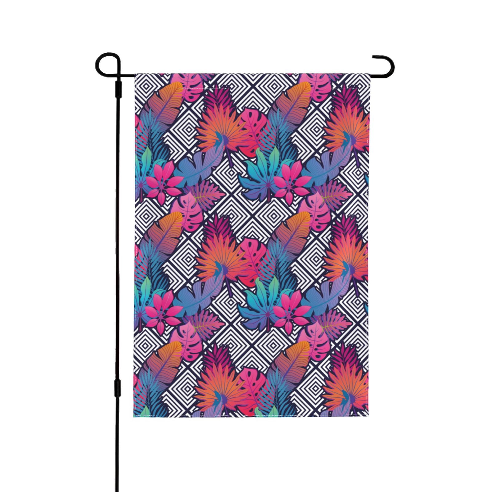 Wukai Tropical Leaves Garden Flags Double Sided Welcome Garden Yard ...