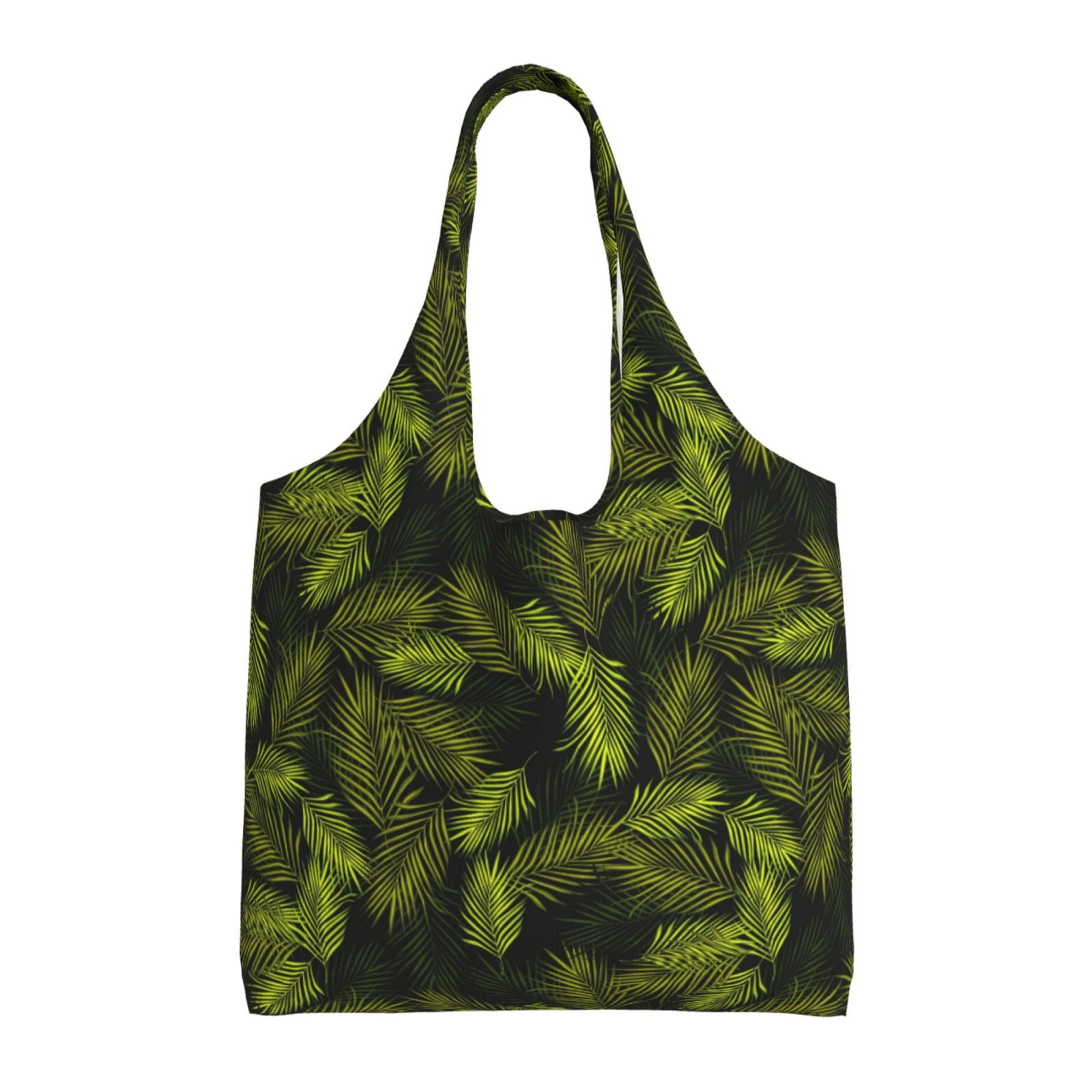 Wukai Tropical Palm Leaves Fern Leaf Sturdy and Stylish Reusable Canvas ...