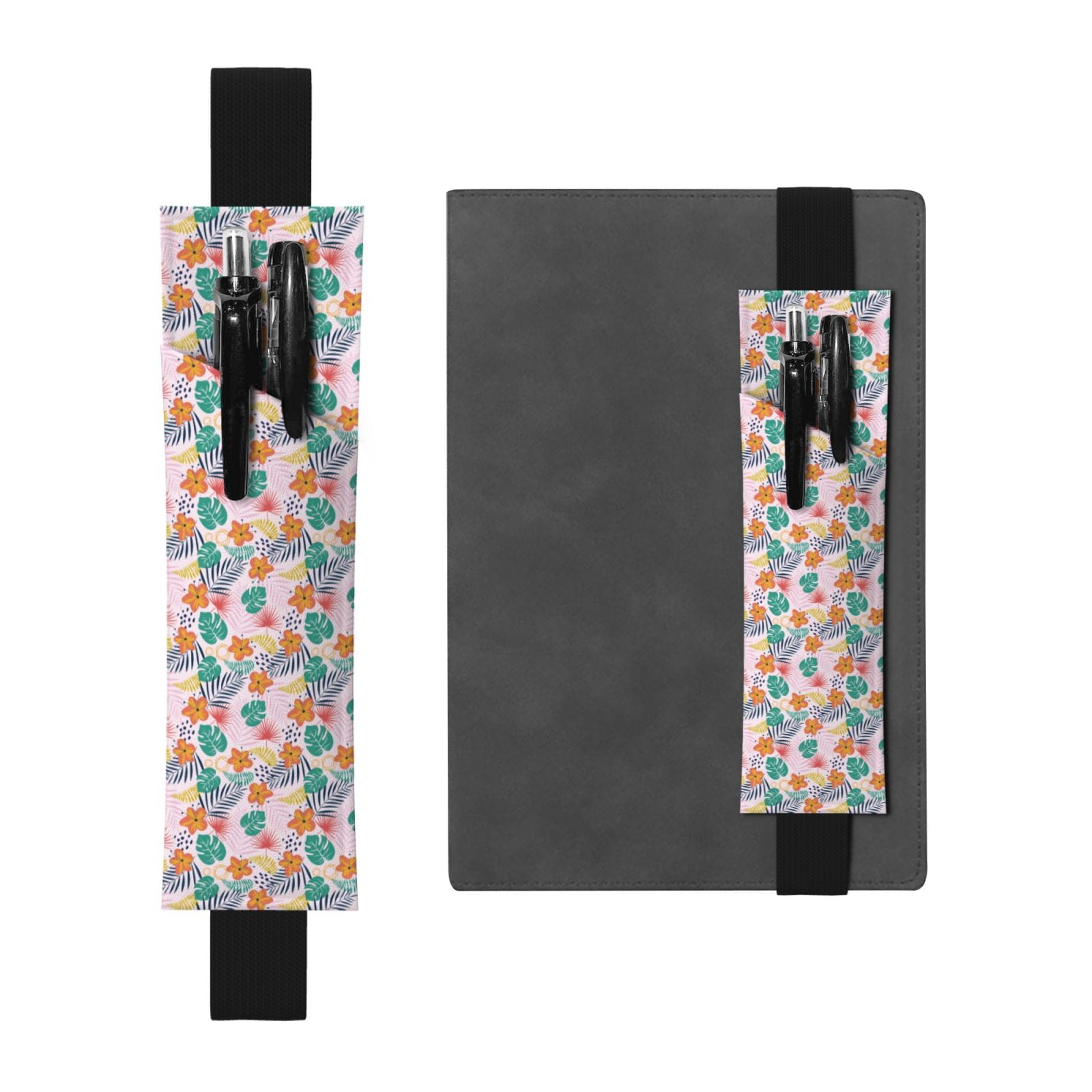Wukai Tropical Plants Adjustable Elastic Band Leather Pen Holder,Pencil ...