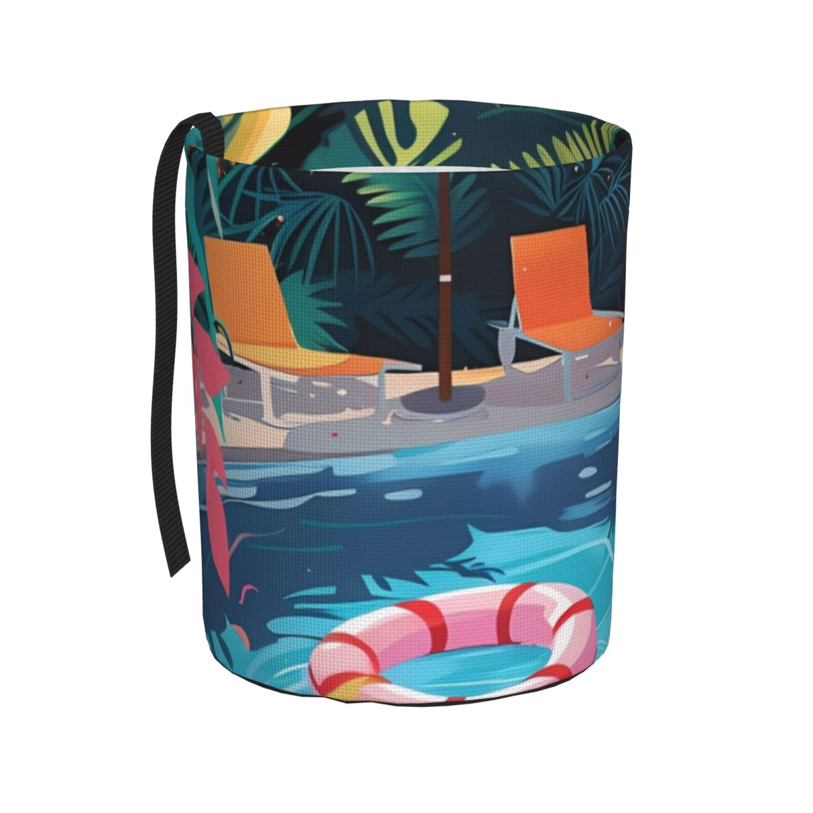 Wukai Tropical Poolside Relaxation Print Car Trash Can - Easy to Clean ...