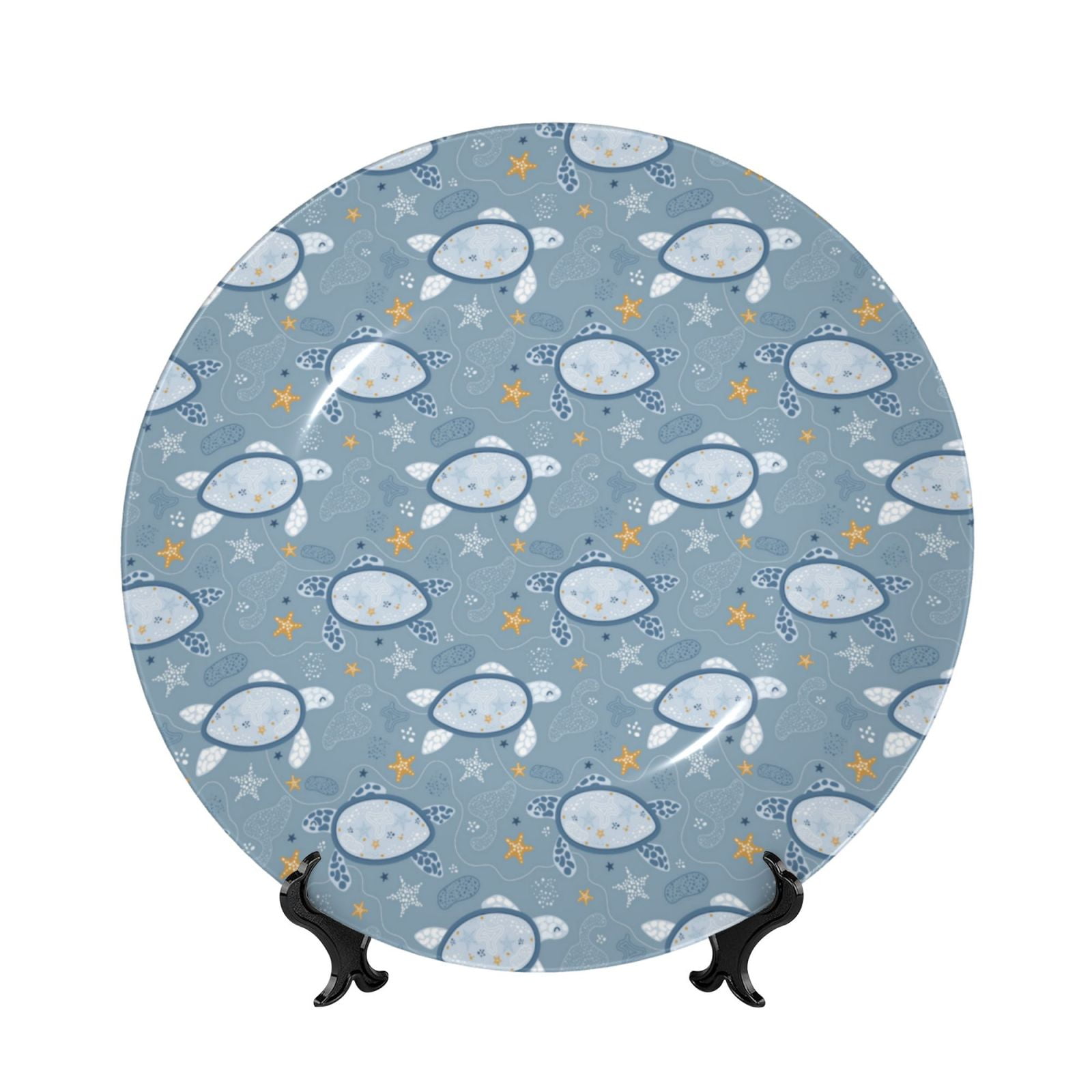 Wukai Turtle Print Decorative Plate for Display,Bone China Decorative ...