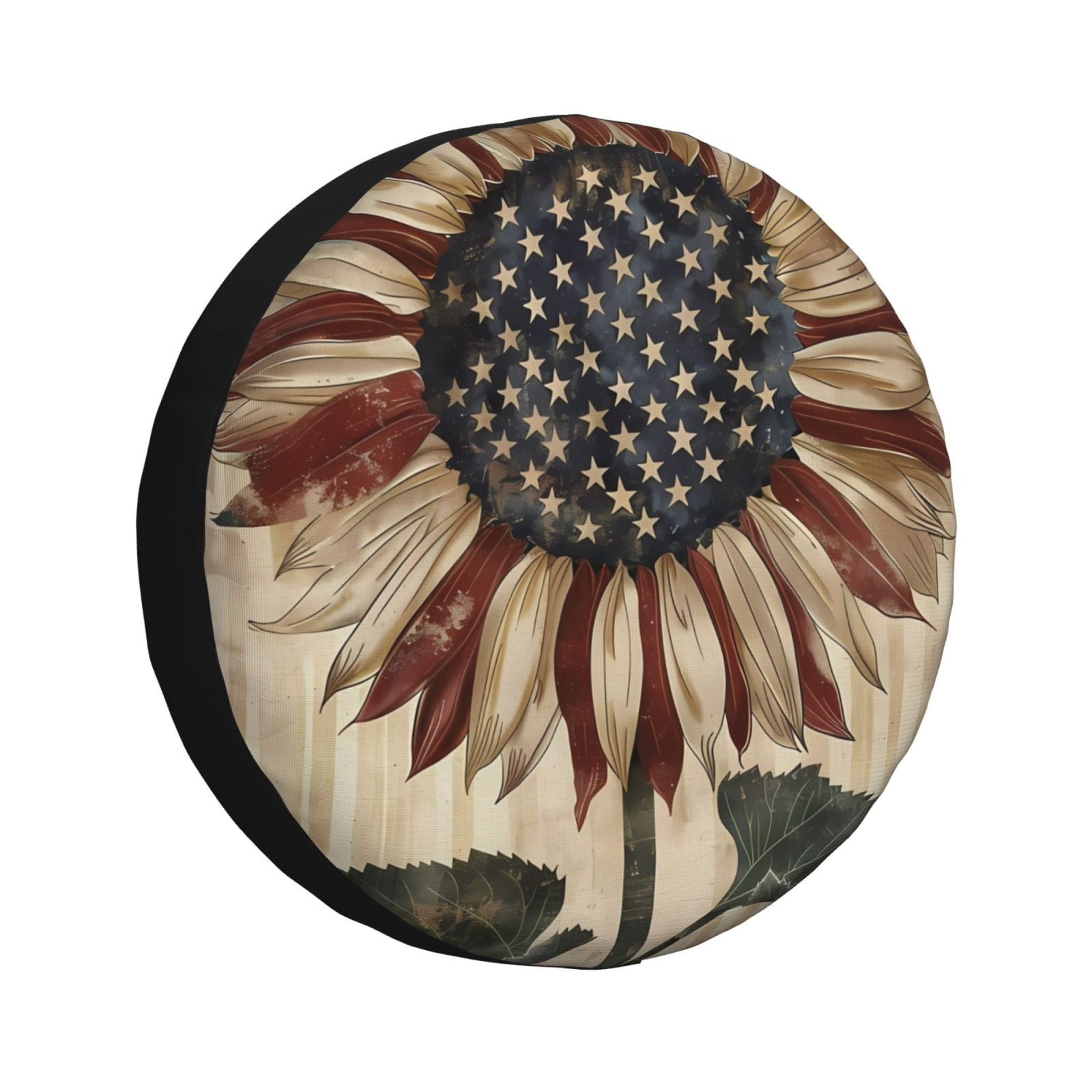 Wukai USA Sunflower Flag Print Spare Tire Cover for RV Trailer ...
