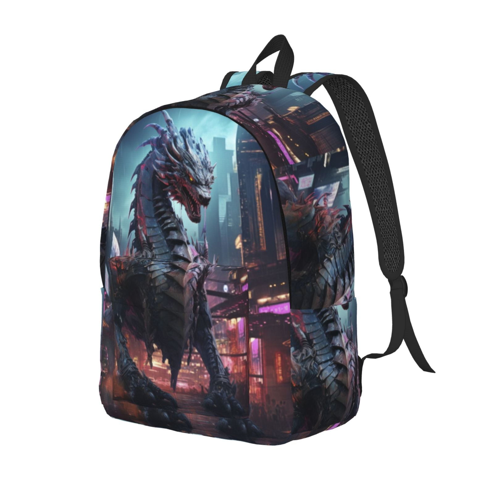 Wukai Urban Mechanical Dragon Durable Canvas Laptop Backpack,Adjustable ...