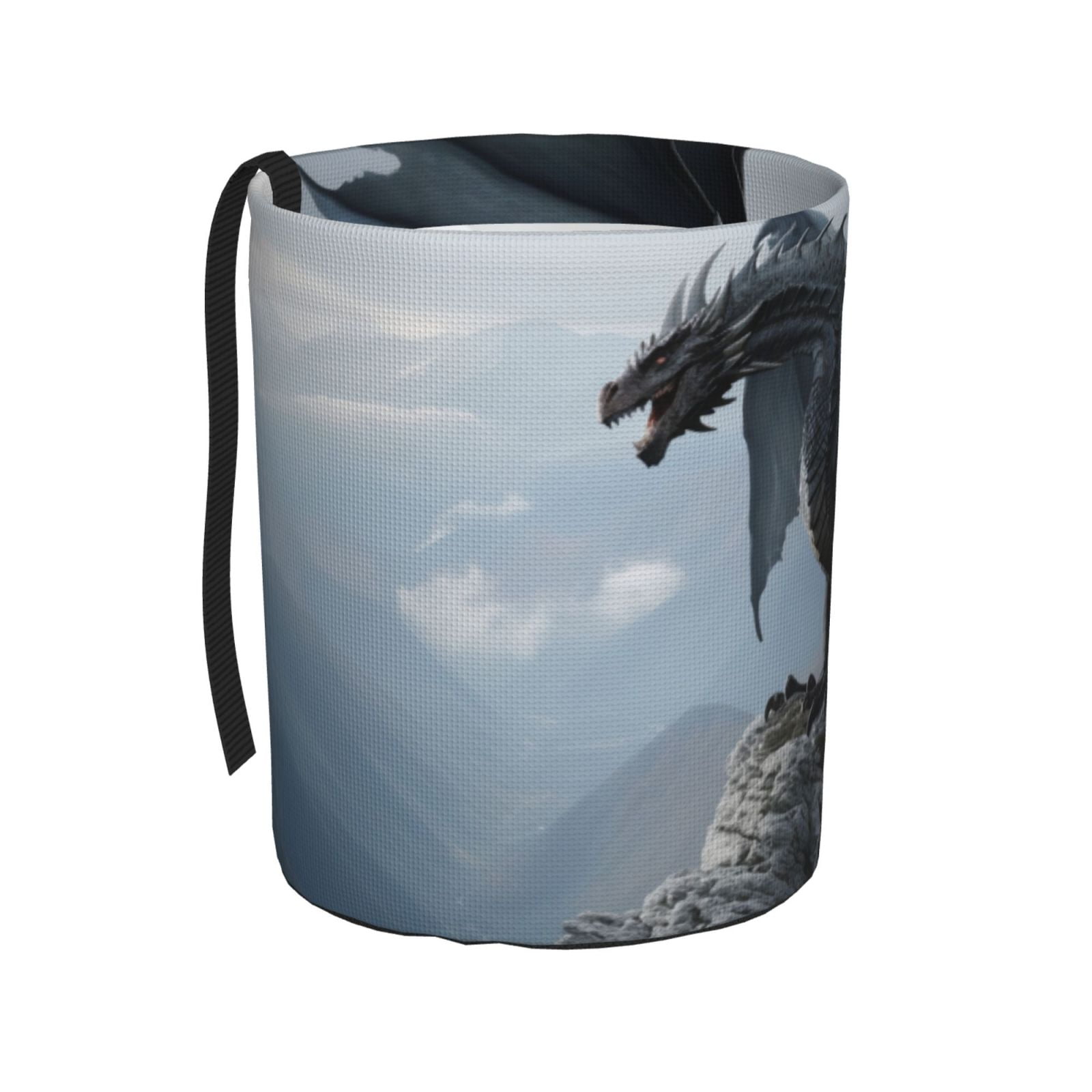 Wukai Valley Gray Dragon Print Car Trash Can - Easy to Clean Hanging ...