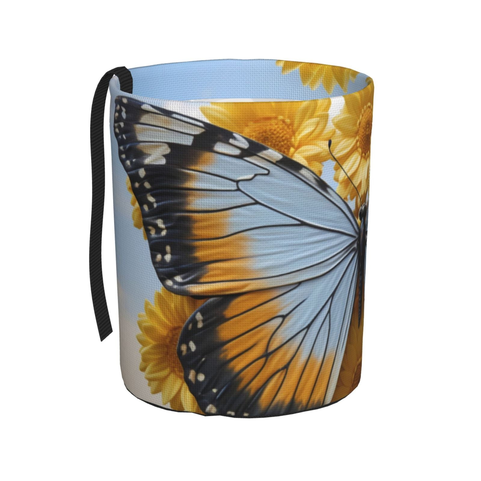 Wukai Vibrant Butterfly And Sunflowers Print Car Trash Can - Easy to ...
