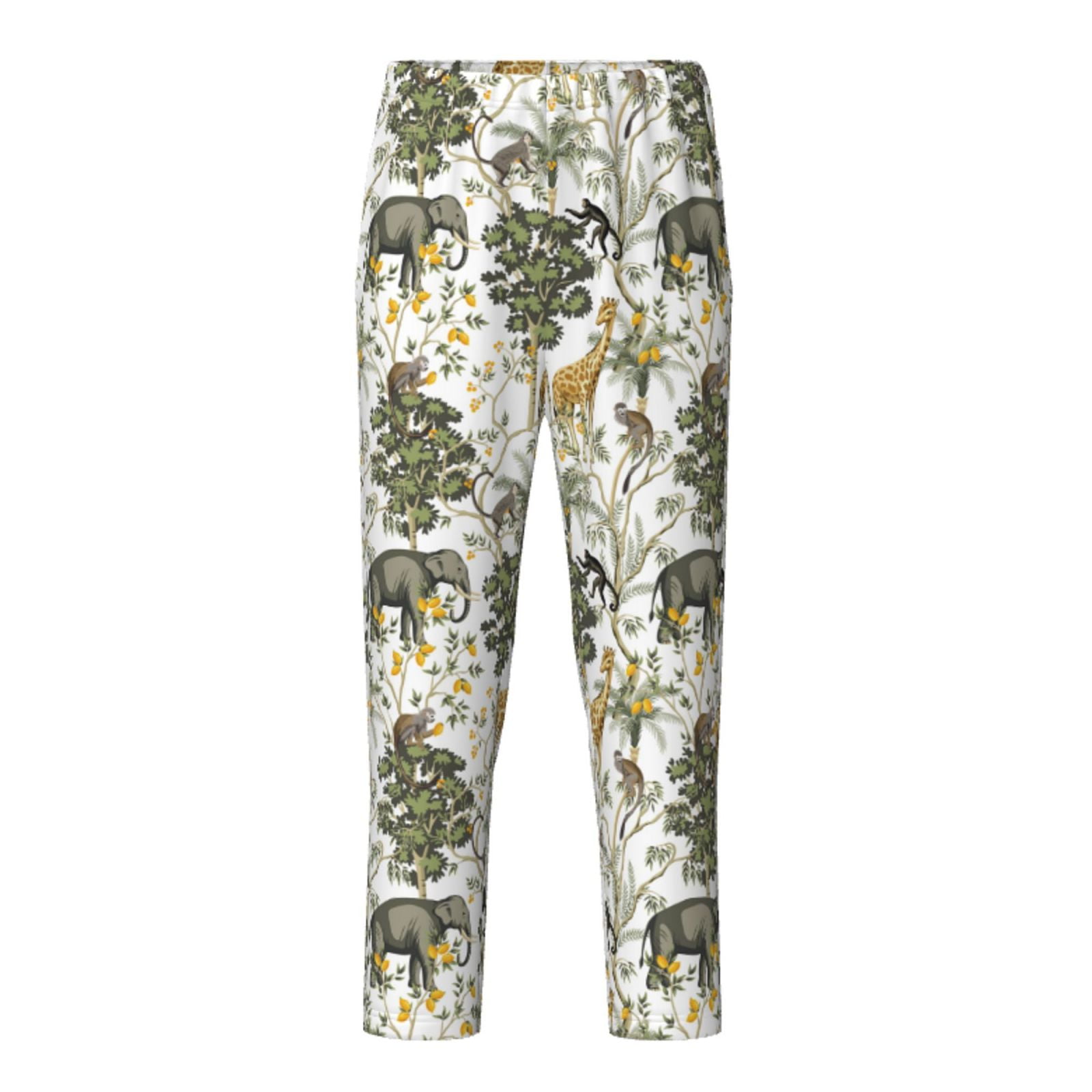 Wukai Vintage Animals Palm Tree Print Teenagers' Pajama Pant Sleep ...