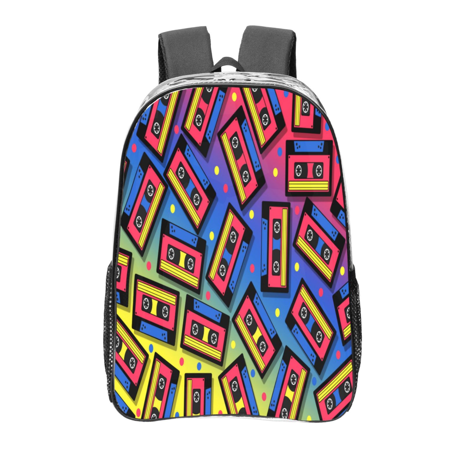 Wukai Vintage Audio Cassettes Print Clear Backpack Heavy Duty with ...