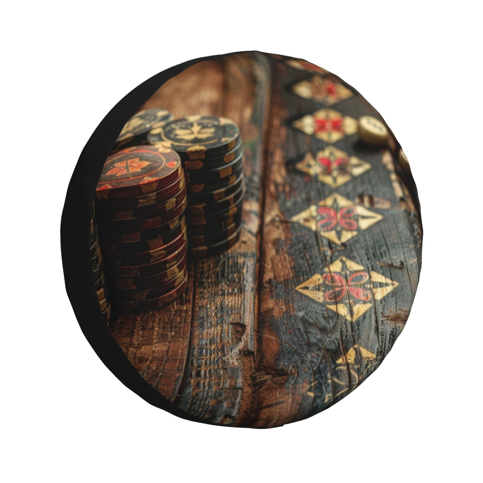 Wukai Vintage Poker Chips Print Spare Tire Cover for RV Trailer ...