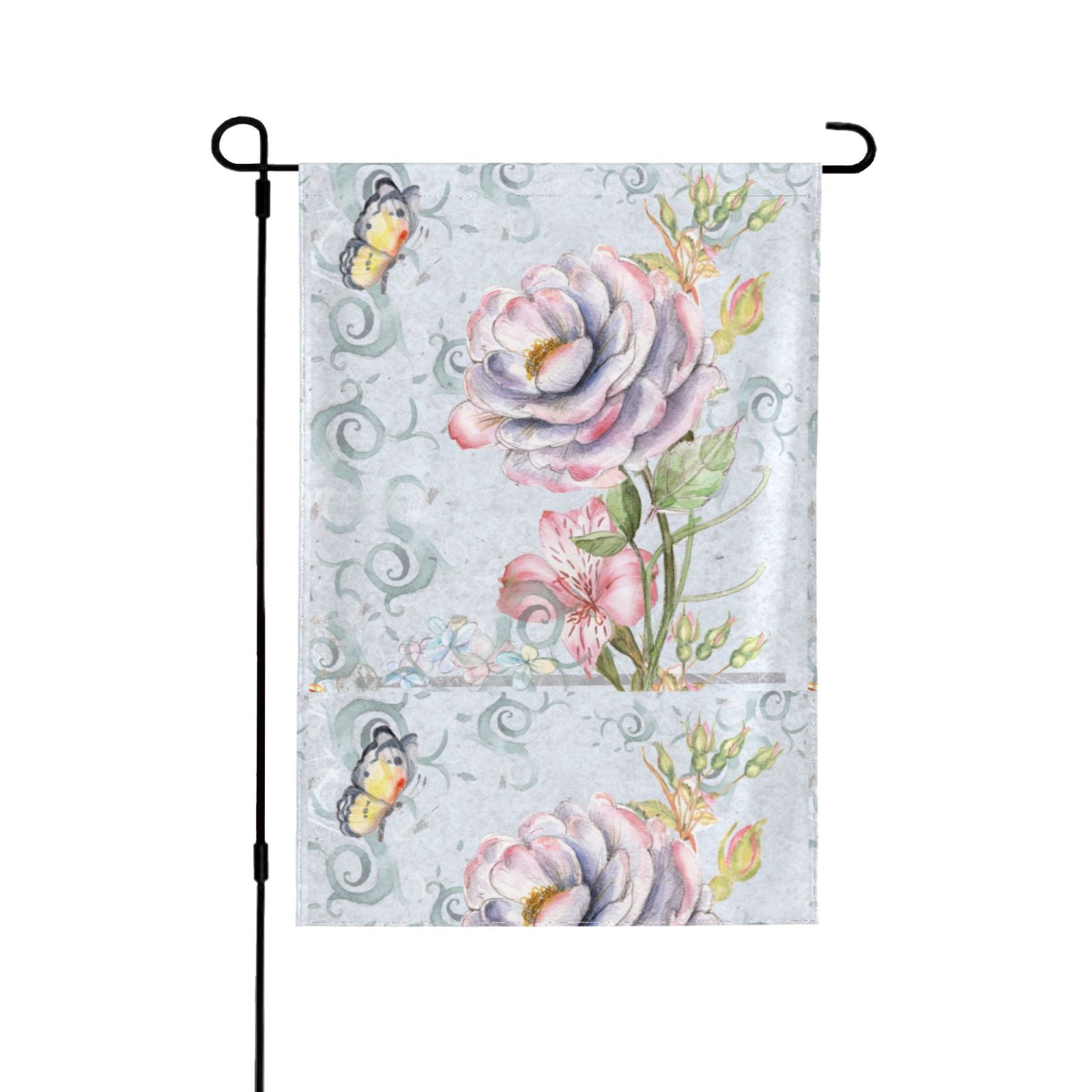 Wukai Vintage Rose Garden Flags Double Sided Welcome Garden Yard House ...