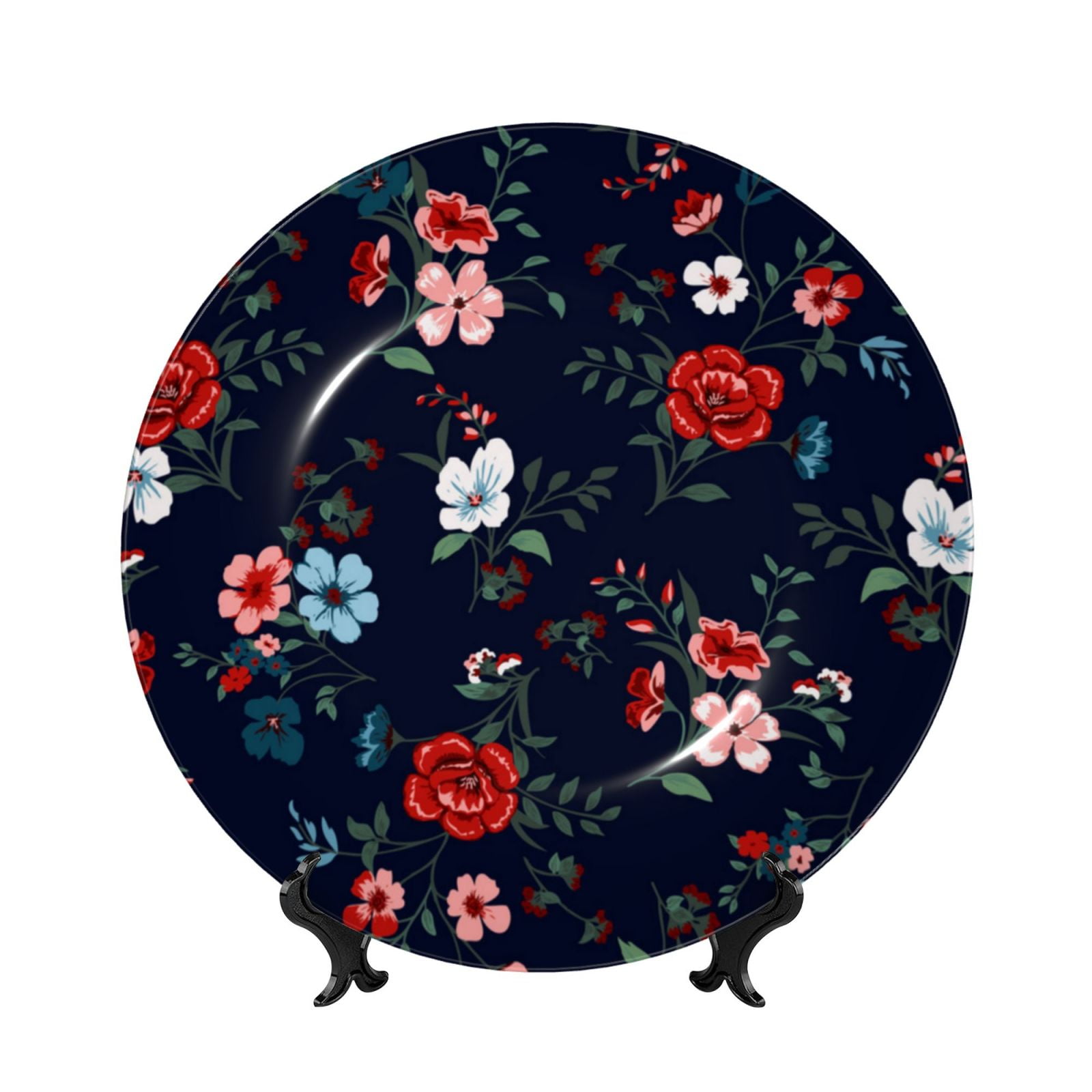 Wukai Vintage Rose Print Decorative Plate for Display,Bone China ...