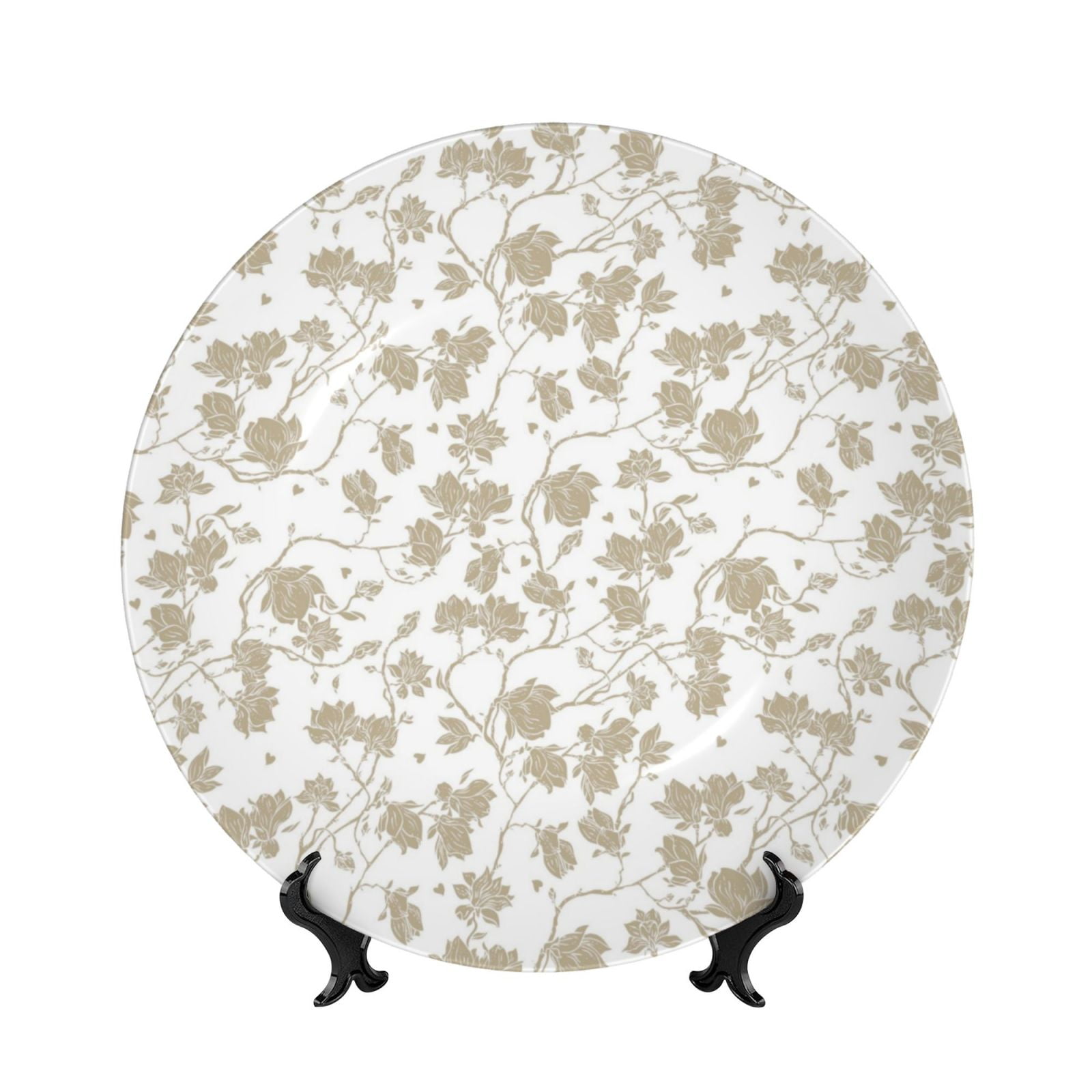 Wukai Vintage Stylized White Color Print Decorative Plate for Display ...