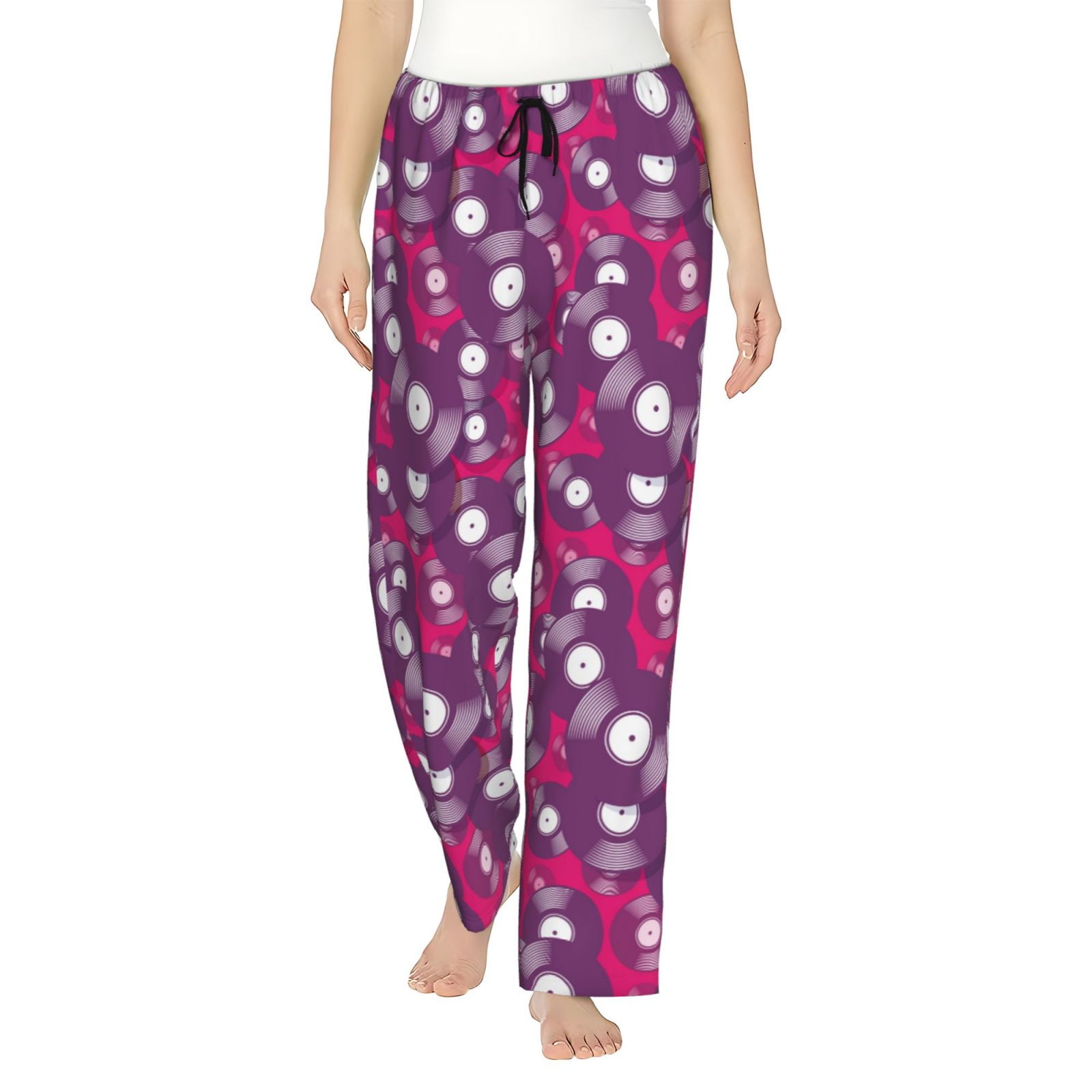 Wukai Vintage Vinyl Record Women Pajama Pants Comfy Stretch Drawstring ...