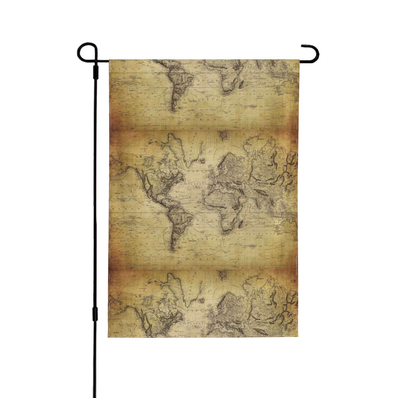 Wukai Vintage World Map Garden Flags Double Sided Welcome Garden Yard ...