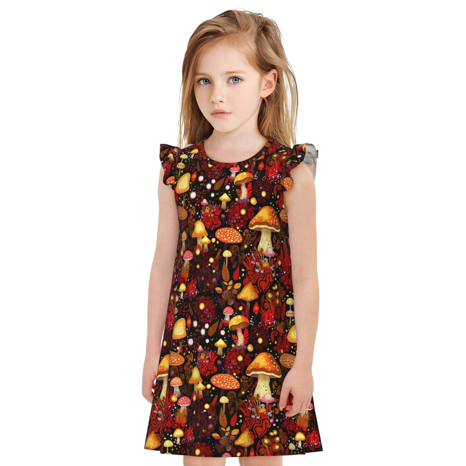Wukai Warm Plants and Mushrooms Print Girls Nightgowns Pajamas Dress ...