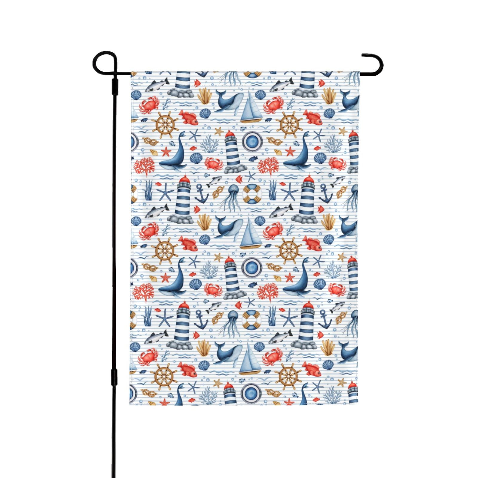 Wukai Watercolor Nautical Garden Flags Double Sided Welcome Garden Yard ...