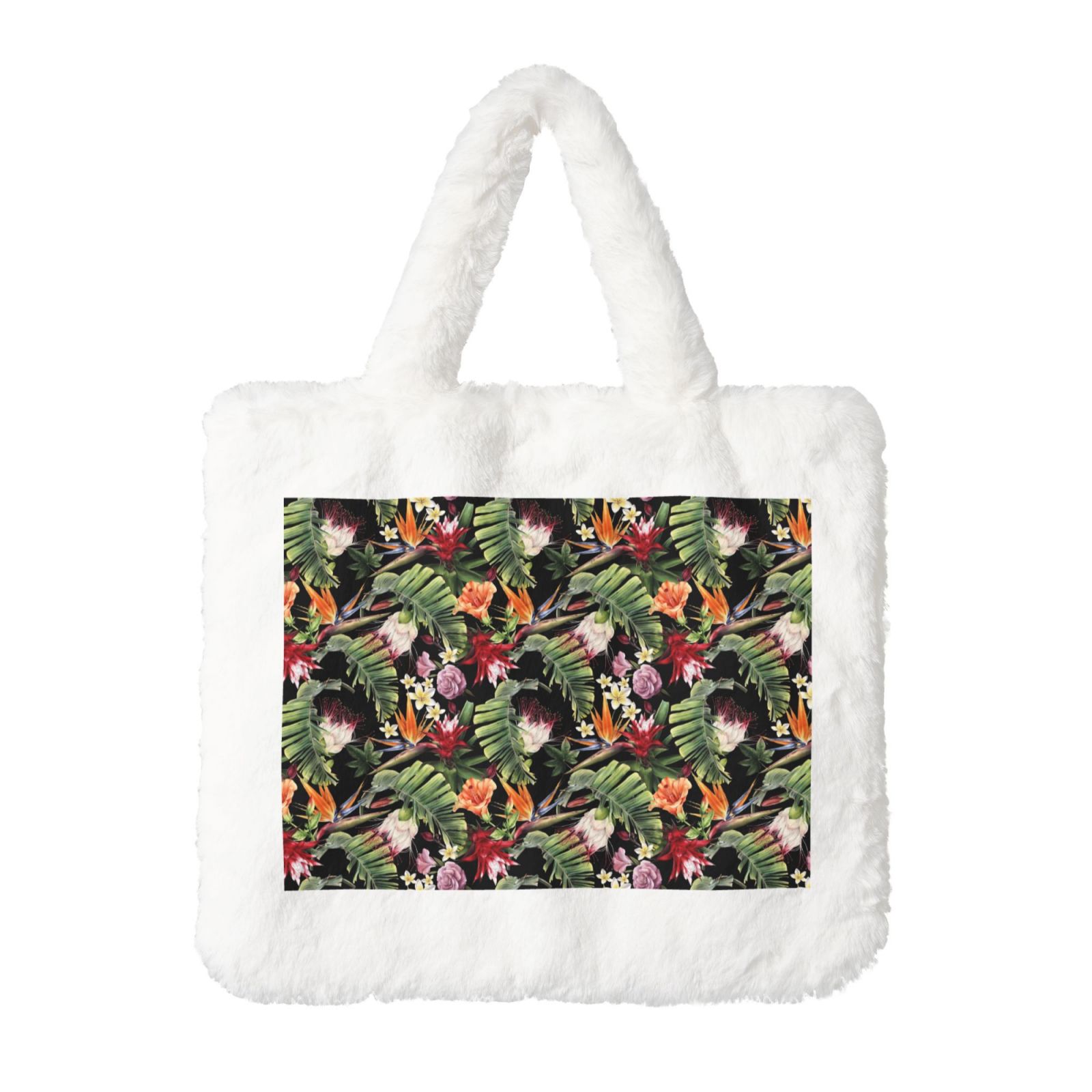 Wukai Watercolor Tropical Flowers Print Plush Underarm Bag, Ladies ...