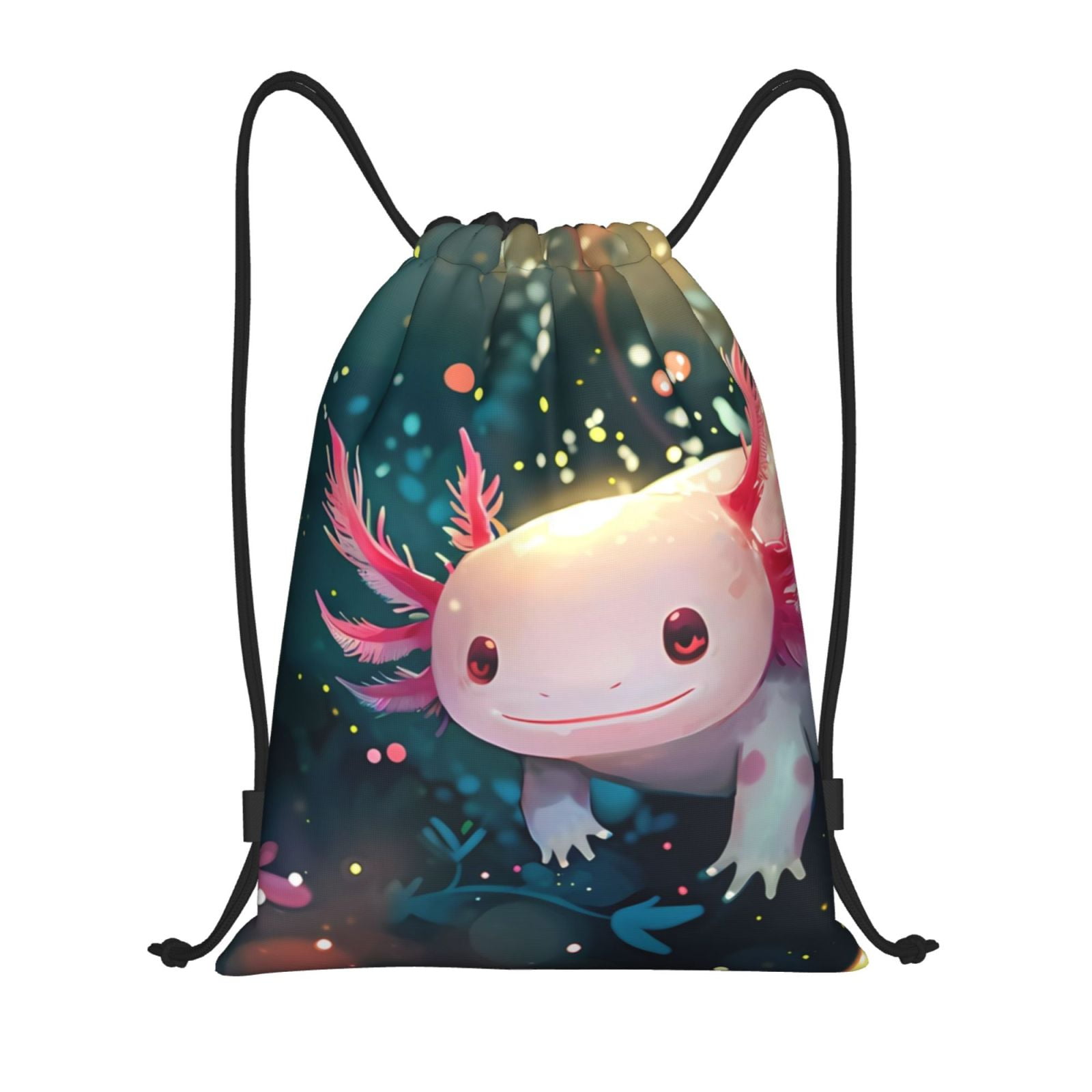 Wukai Whimsical Axolotl Fantasy Drawstring Backpack Bag Sport Gym ...
