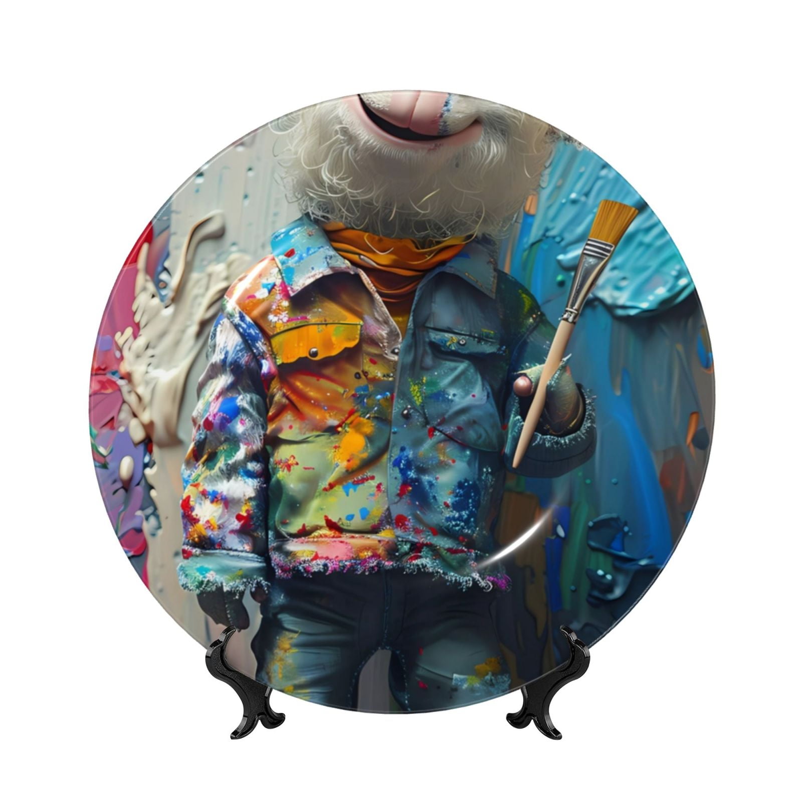 Wukai Whimsical Goat Artist Print Decorative Plate for Display,Bone ...