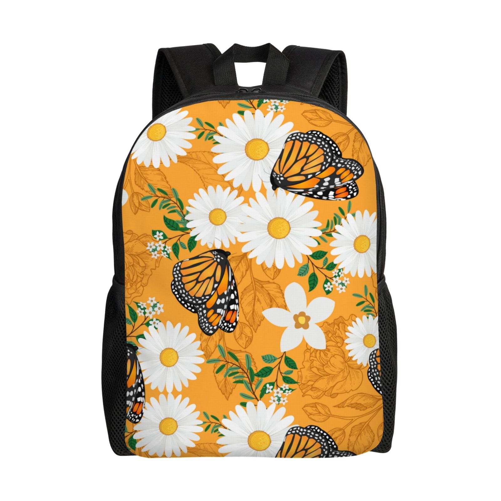 Wukai White Floral and Butterflies Travel Laptop Backpack - Waterproof ...