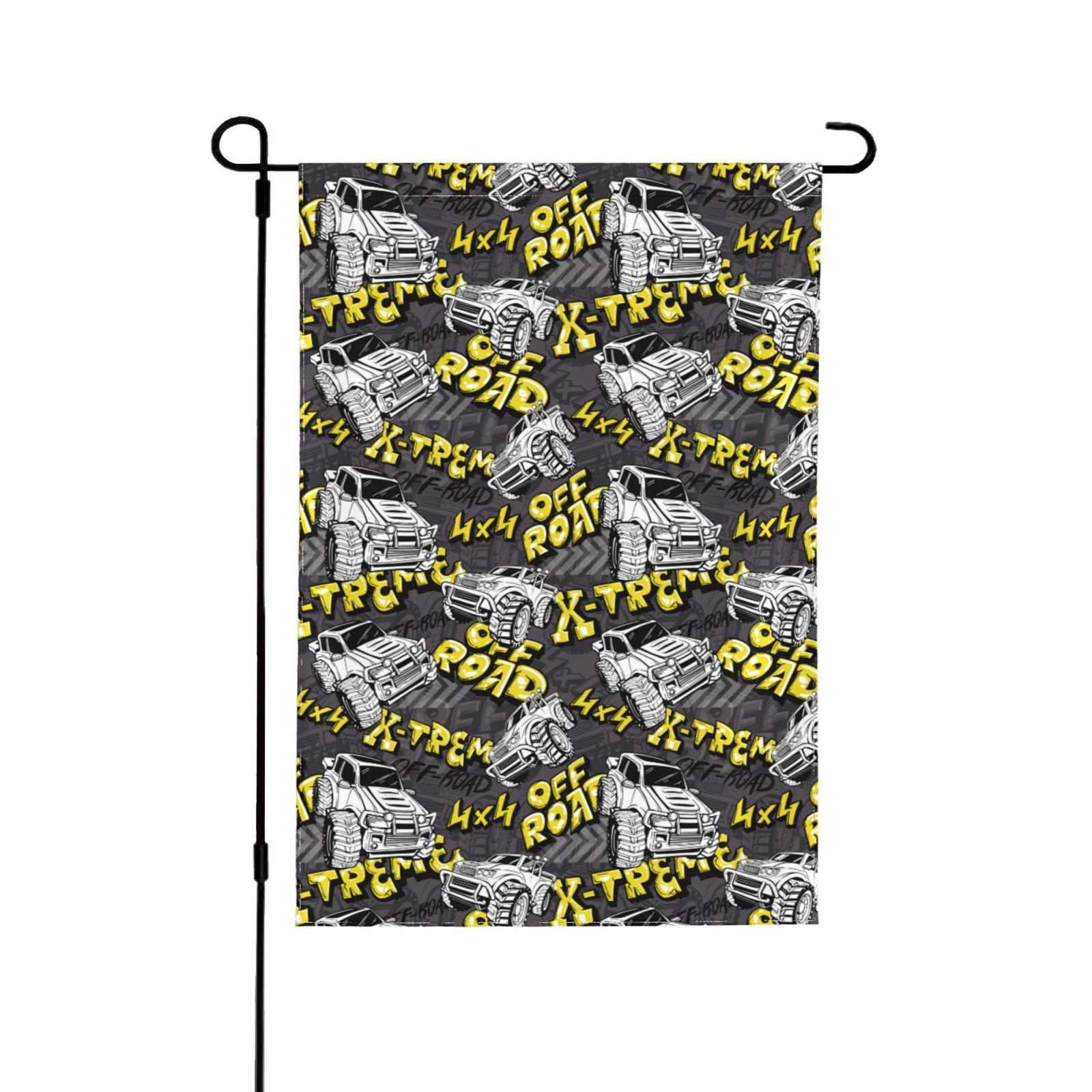 Wukai White Retro Off-Road Vehicle Garden Flags Double Sided Welcome ...