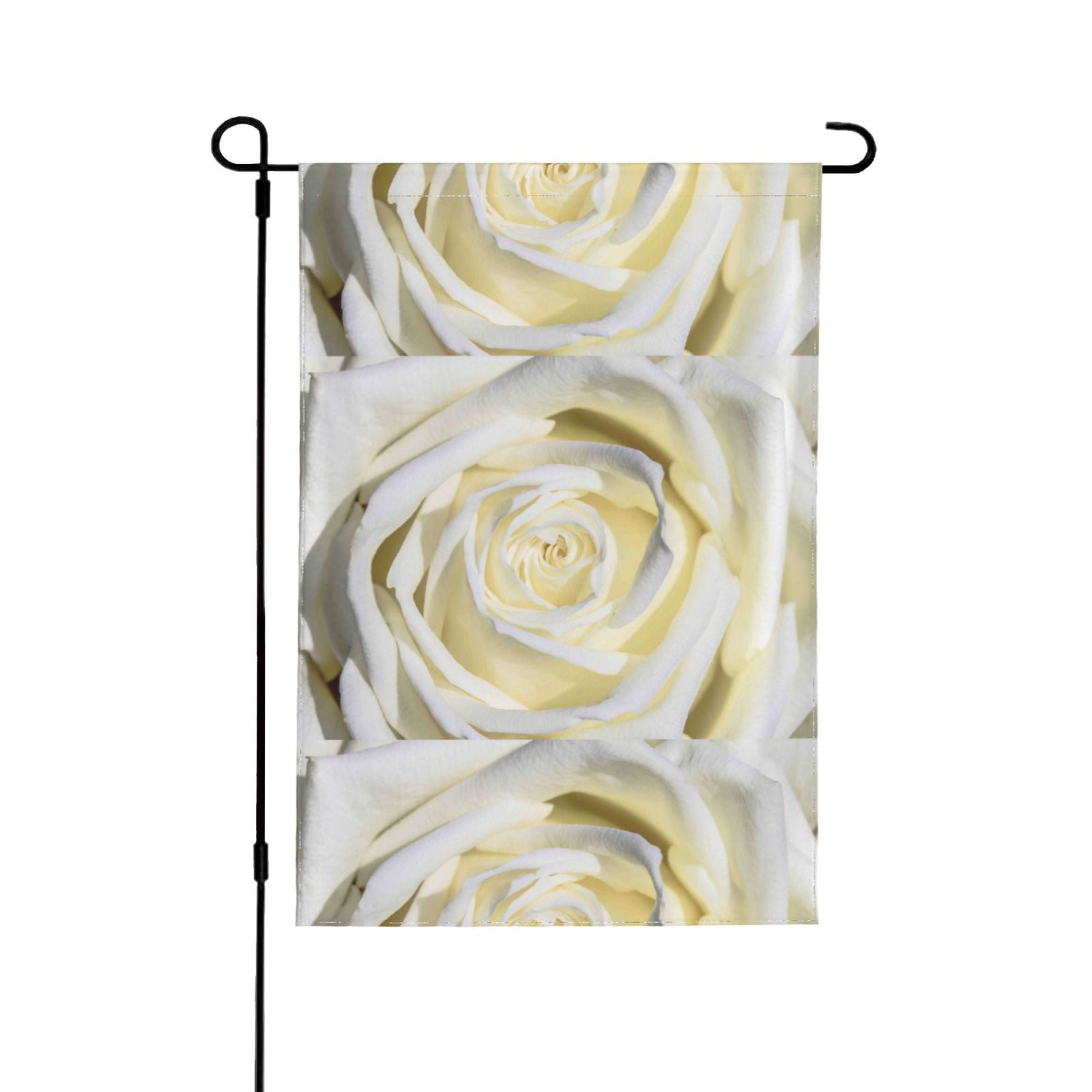 Wukai White Rose Garden Flags Double Sided Welcome Garden Yard House ...