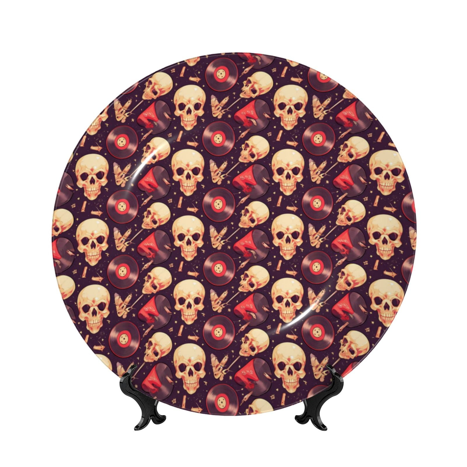 Wukai cool rock Skull record Print Decorative Plate for Display,Bone ...