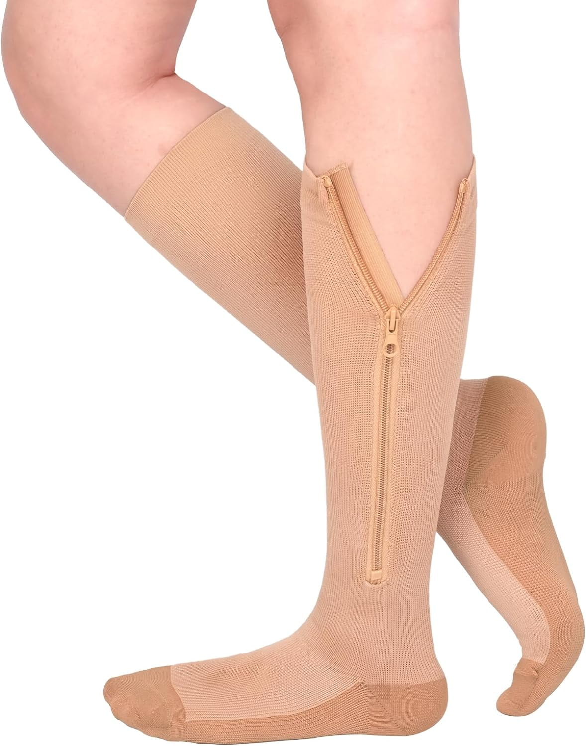 Wukang 15-20mmHg Closed Toe Copper Fiber Compression Sock, Knee High Graduated Medical Zipper ...
