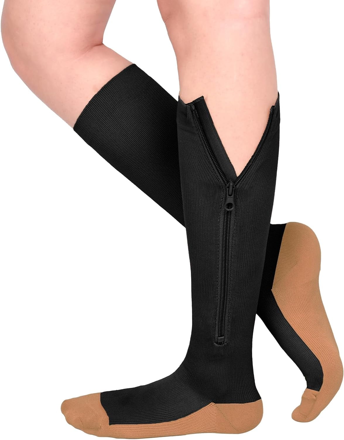 Wukang 15-20mmHg Closed Toe Copper Fiber Compression Sock, Knee High ...