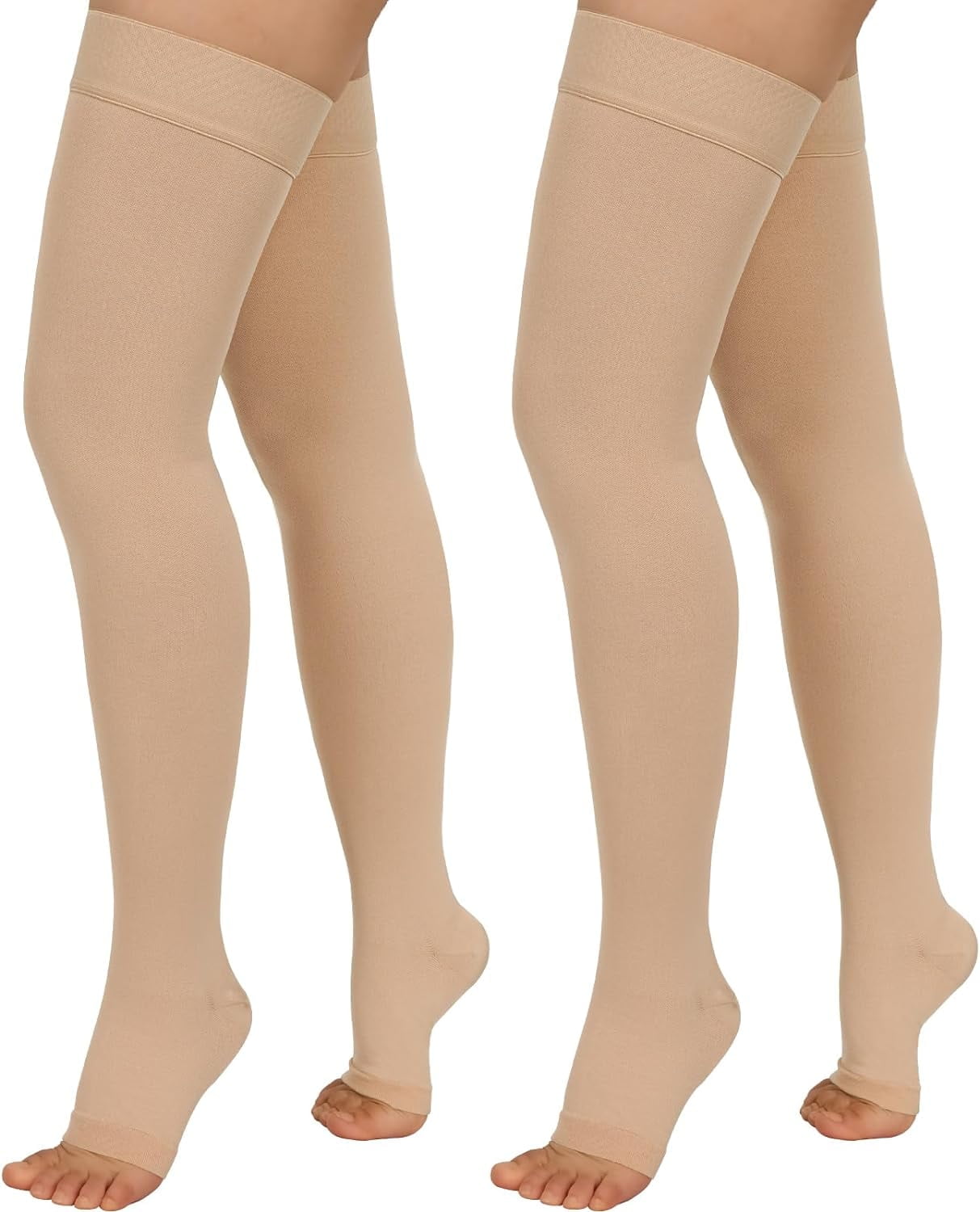 Wukang 2 Pairs Compression Stockings for Women & Men,20-30mmHg Thigh ...