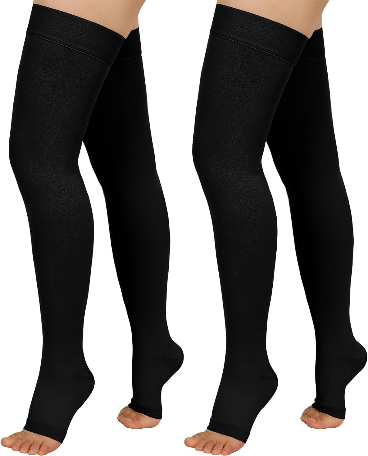 Wukang 2 Pairs Compression Stockings for Women & Men,20-30mmHg Thigh ...