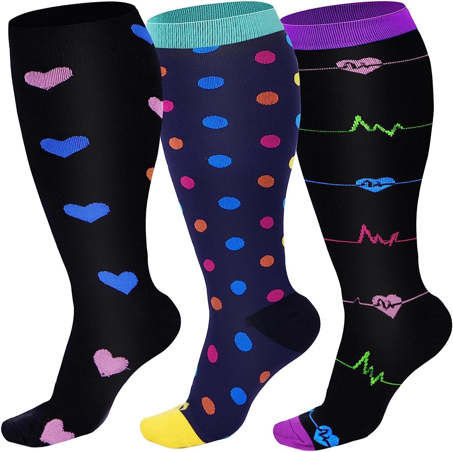 Touch Women's Knee High Compression Socks, 15-20 mmHg, Charcoal ...