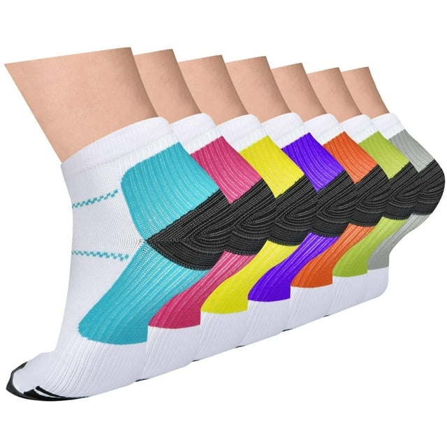 Wukang Lightweight Travel & Running 7 Pairs Ankle Compression Socks for ...