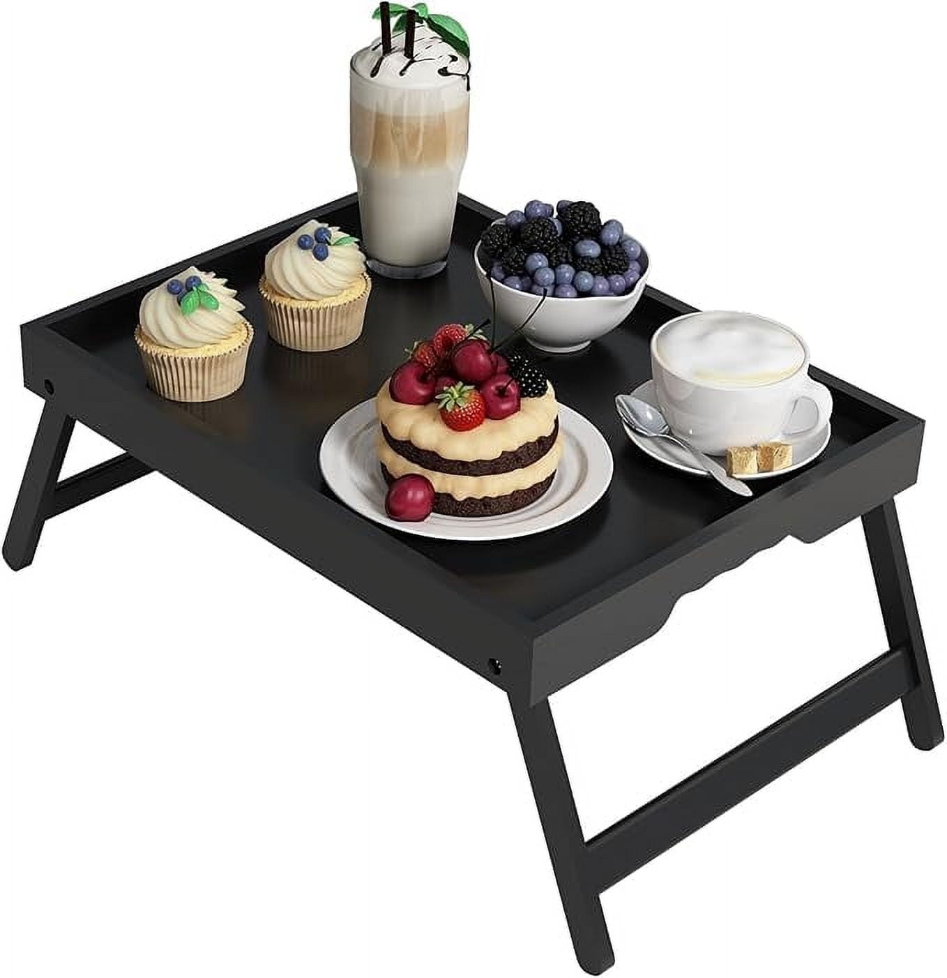 Wulawindy Bed Tray Table with Folding Legs,Bamboo Breakfast in Bed for ...