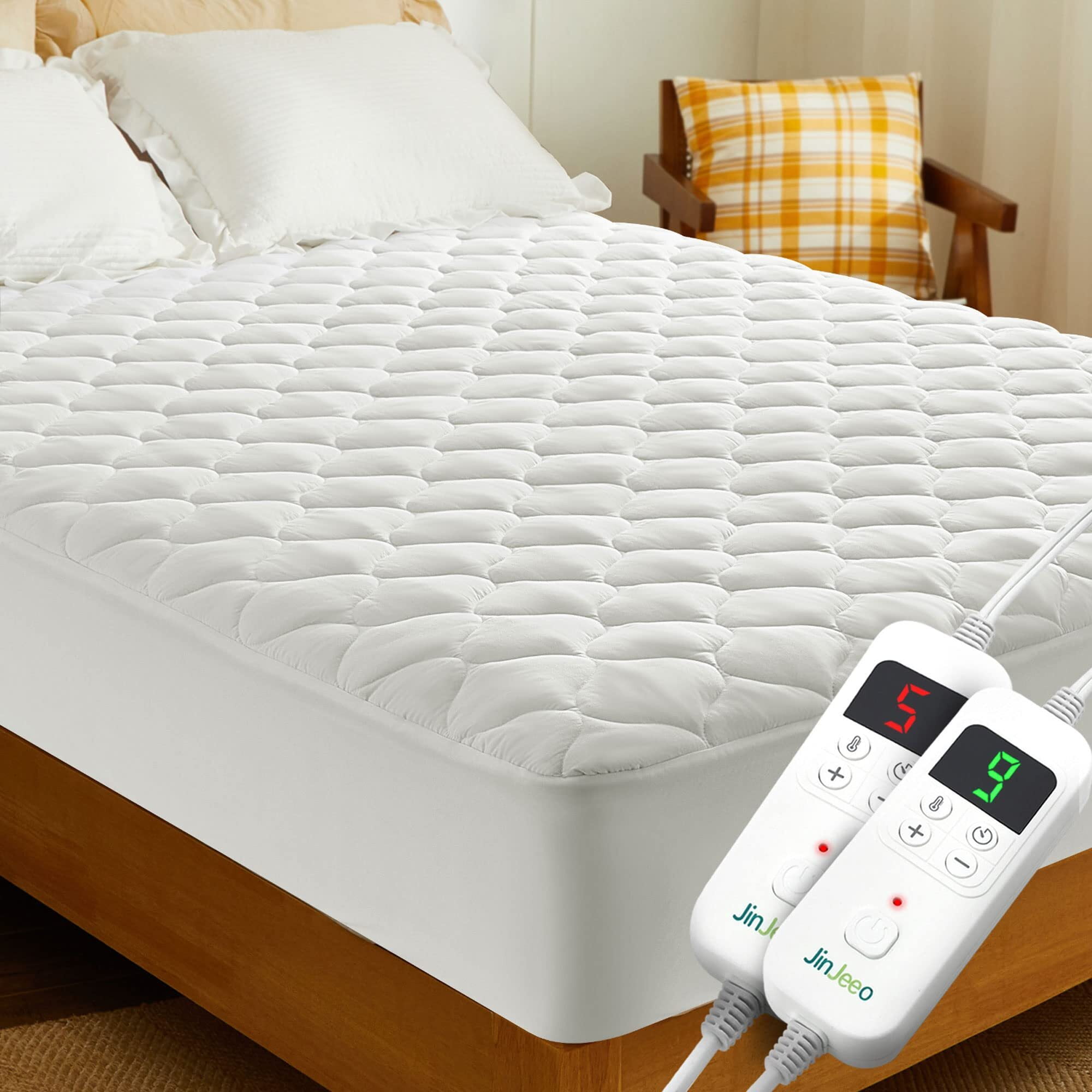 Wulful Queen Size Electric Heated Mattress Pad Dual Controller Auto ...