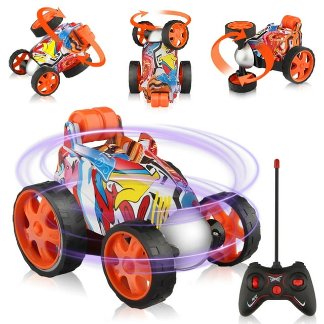 Wupuaait Double-Sided RC Roller Car, 360° 4WD Stunt Toy, Twist Vehicle ...