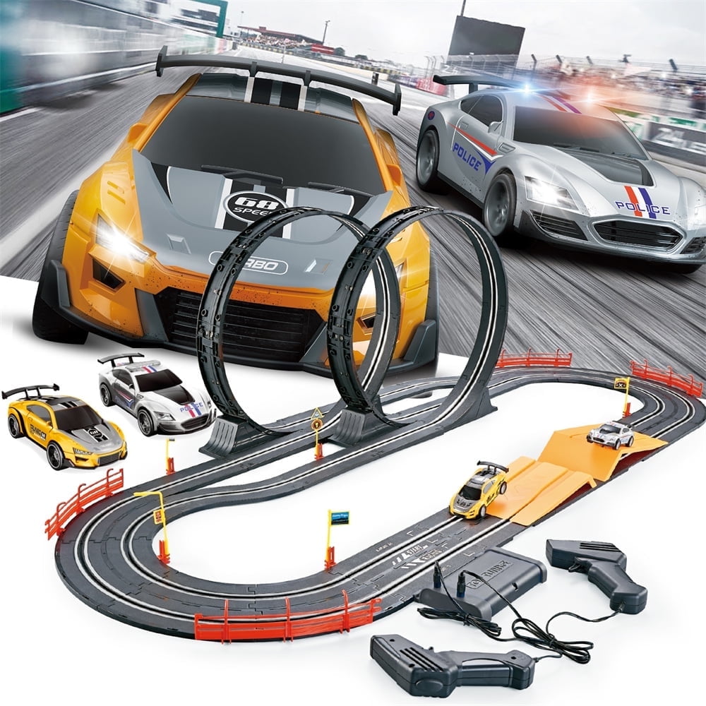 Wupuaait Remote Control Electric Cars Race Track Set with 2 Slot Cars ...