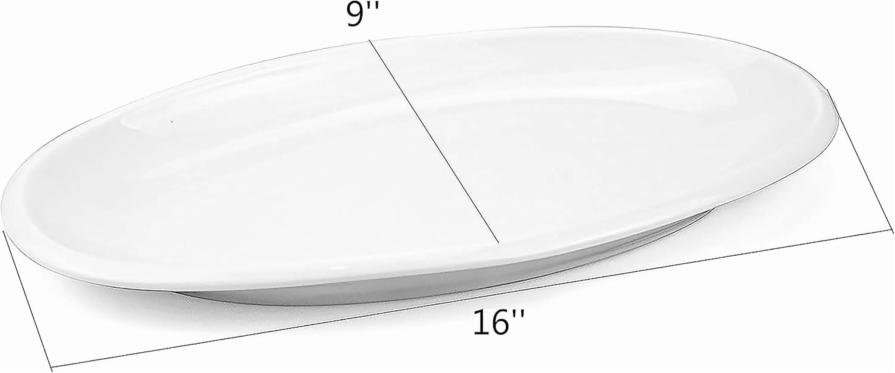 Wuquan-2 Pack 16" Porcelain Large Oval Serving Plates, White Oval ...