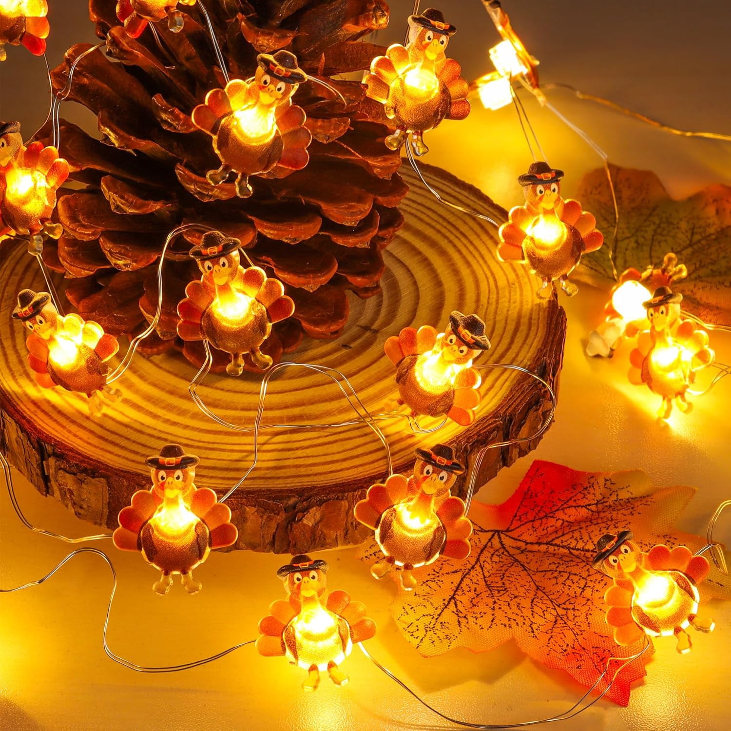 Wuquan-2 Pack Thanksgiving Decorations Turkey String Lights, Total ...