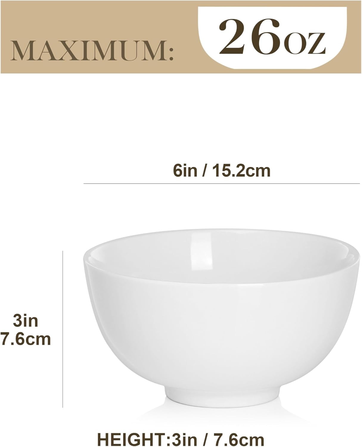 Wuquan-26 oz Porcelain Soup Bowls, White Ceramic Cereal Bowls for ...