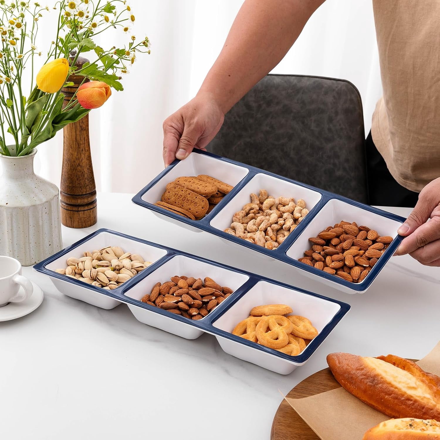 Wuquan-3-Section Divided Serving Trays, Talavera 14.75\u201dx 6\u201d ...