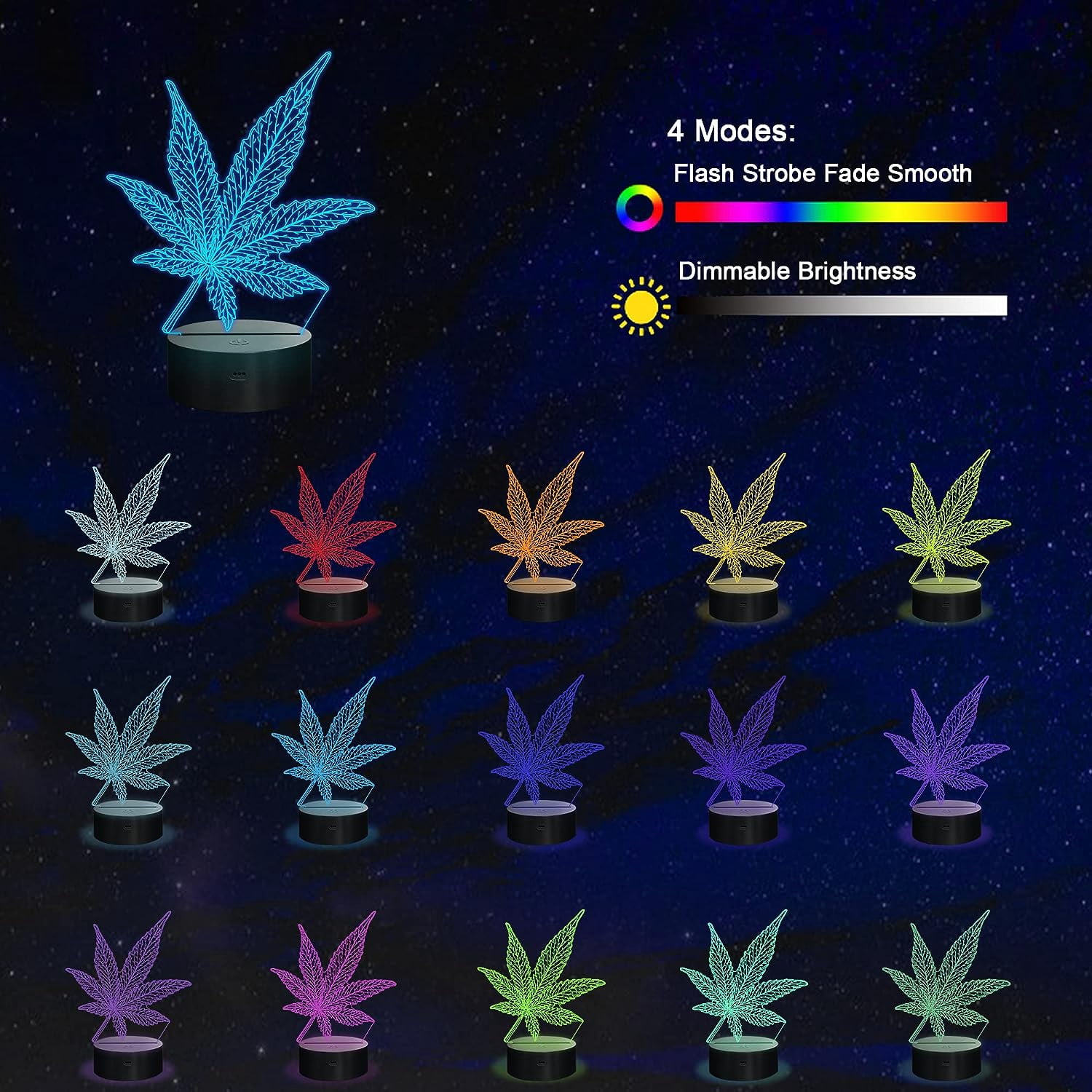 Wuquan-3D Leaf LED Light 16 Color Changing Table Light Night Light with ...